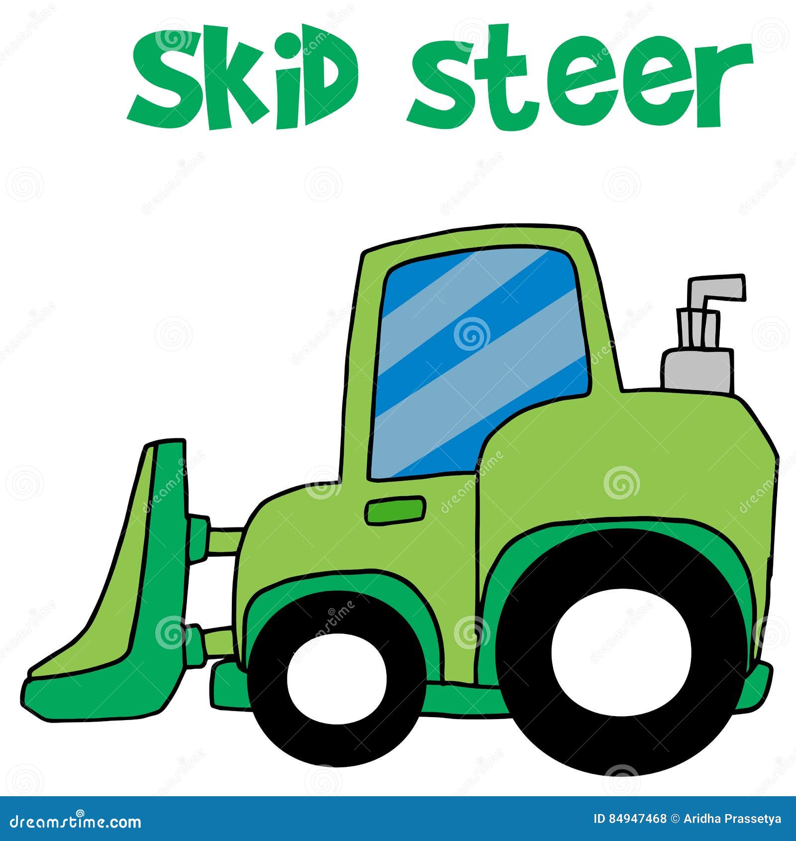 Green Skid Steer Cartoon Vector Stock Vector - Illustration of machine ...