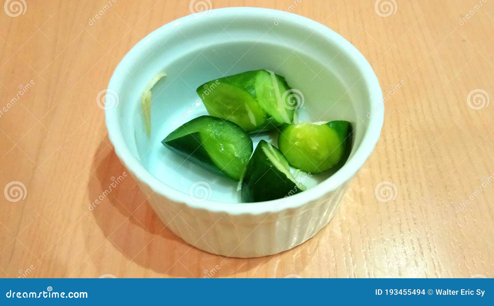 Green Sliced Cucumber Small Served in Small Bowl Stock Photo - Image of ...