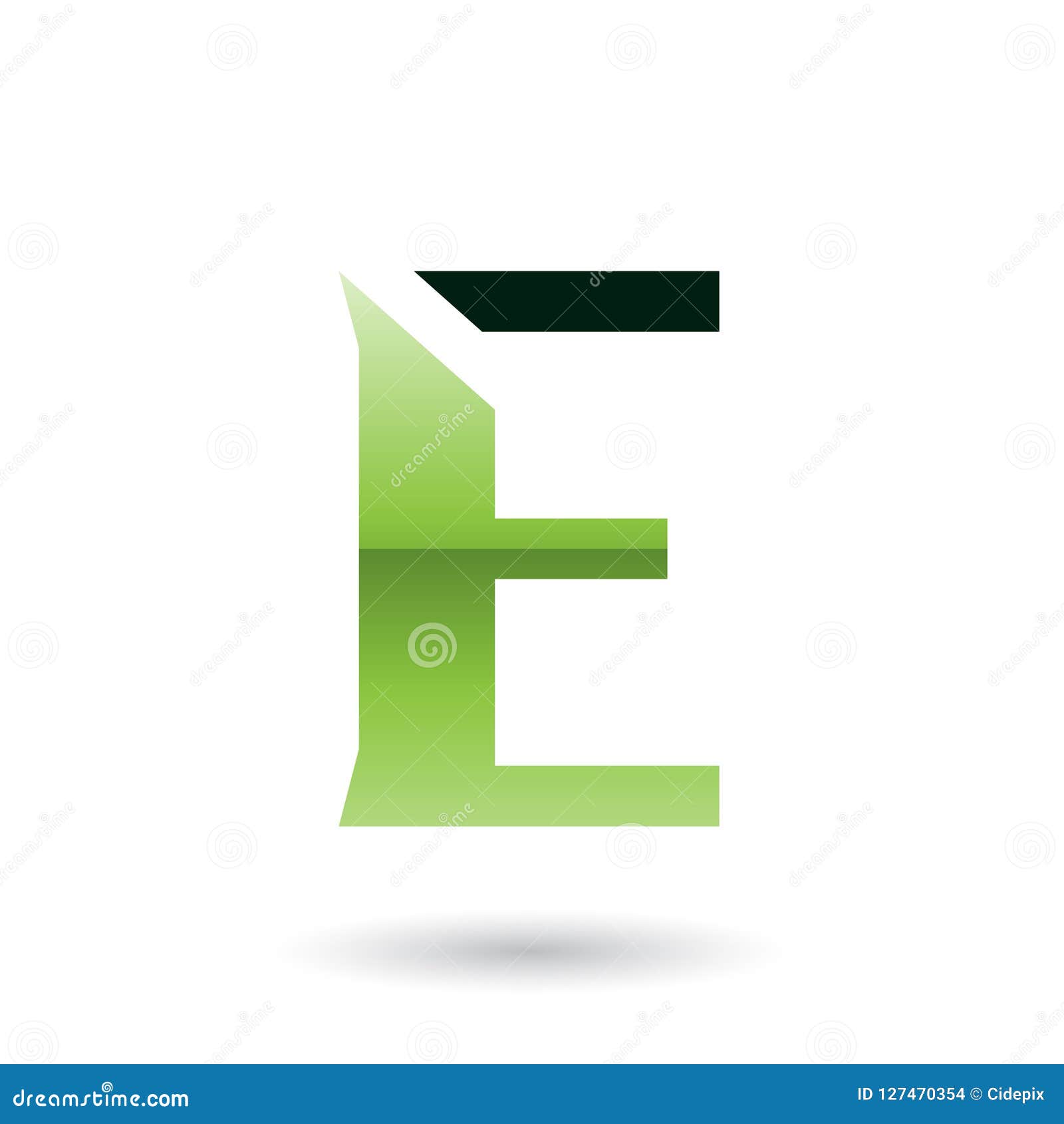 Green Sliced Letter E Vector Illustration Stock Vector - Illustration ...