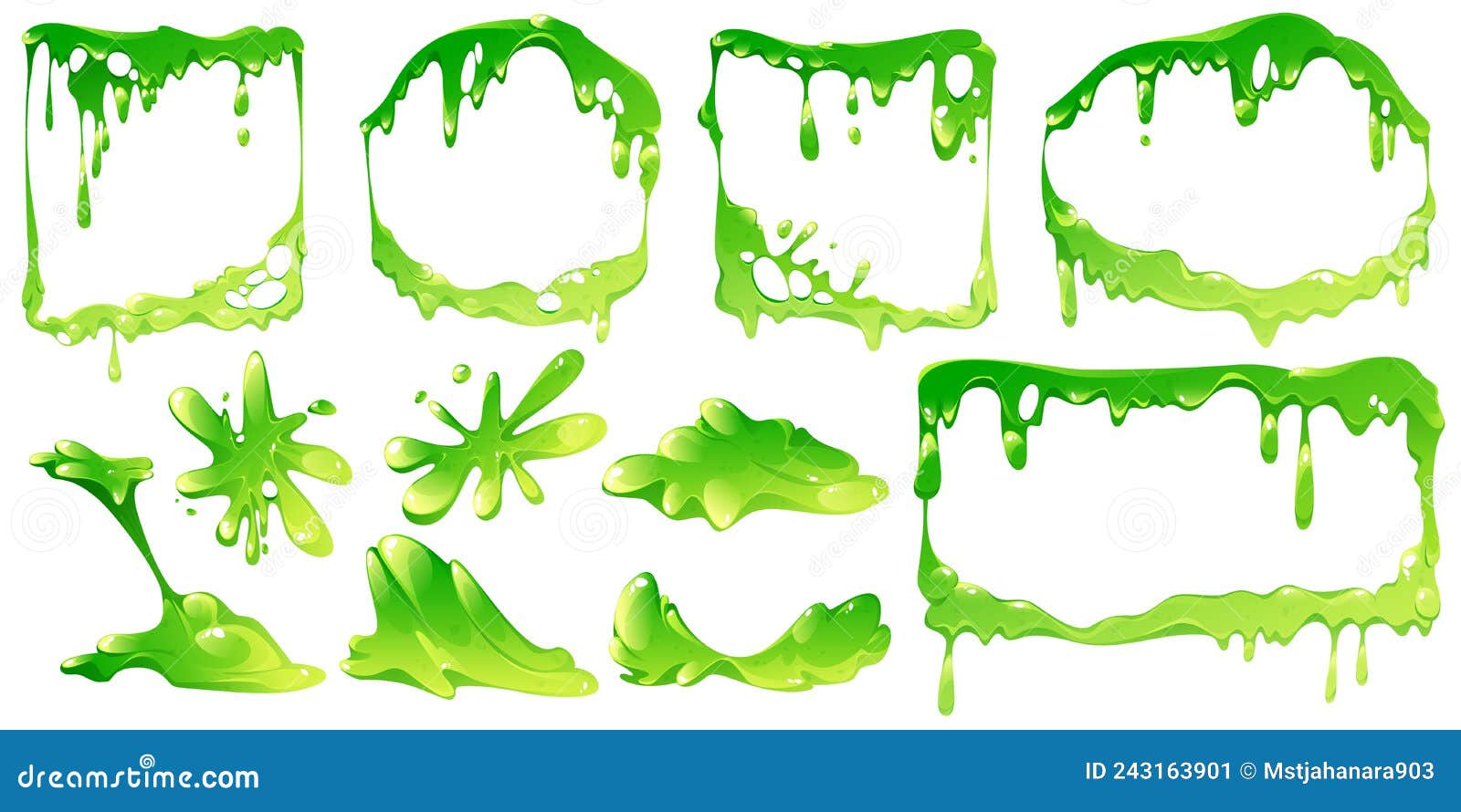 Green Slime Frames or Elements Isolated Vector Set Stock Vector ...