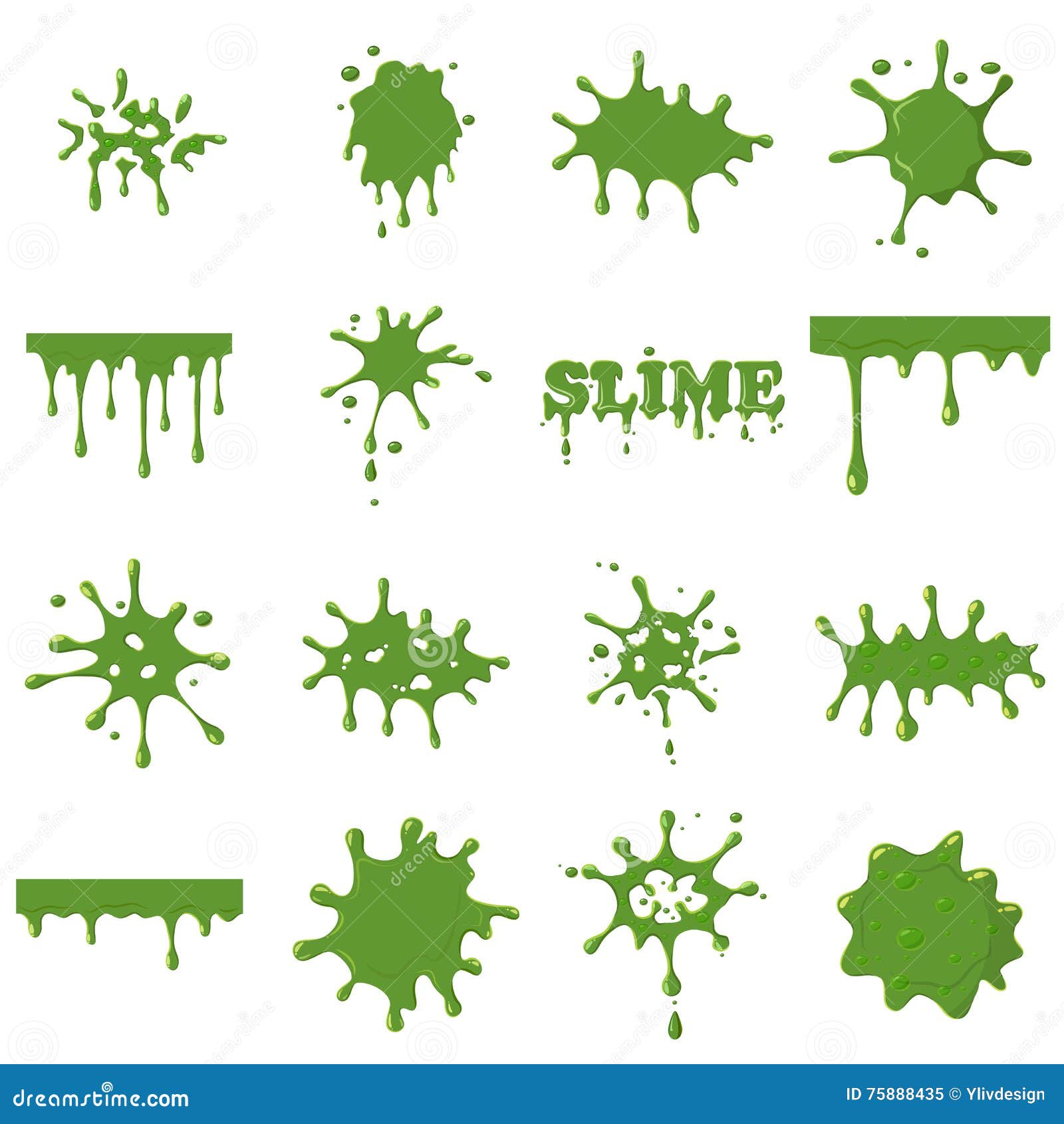 Green Slime Set Collection Cartoon Vector | CartoonDealer.com #75888435