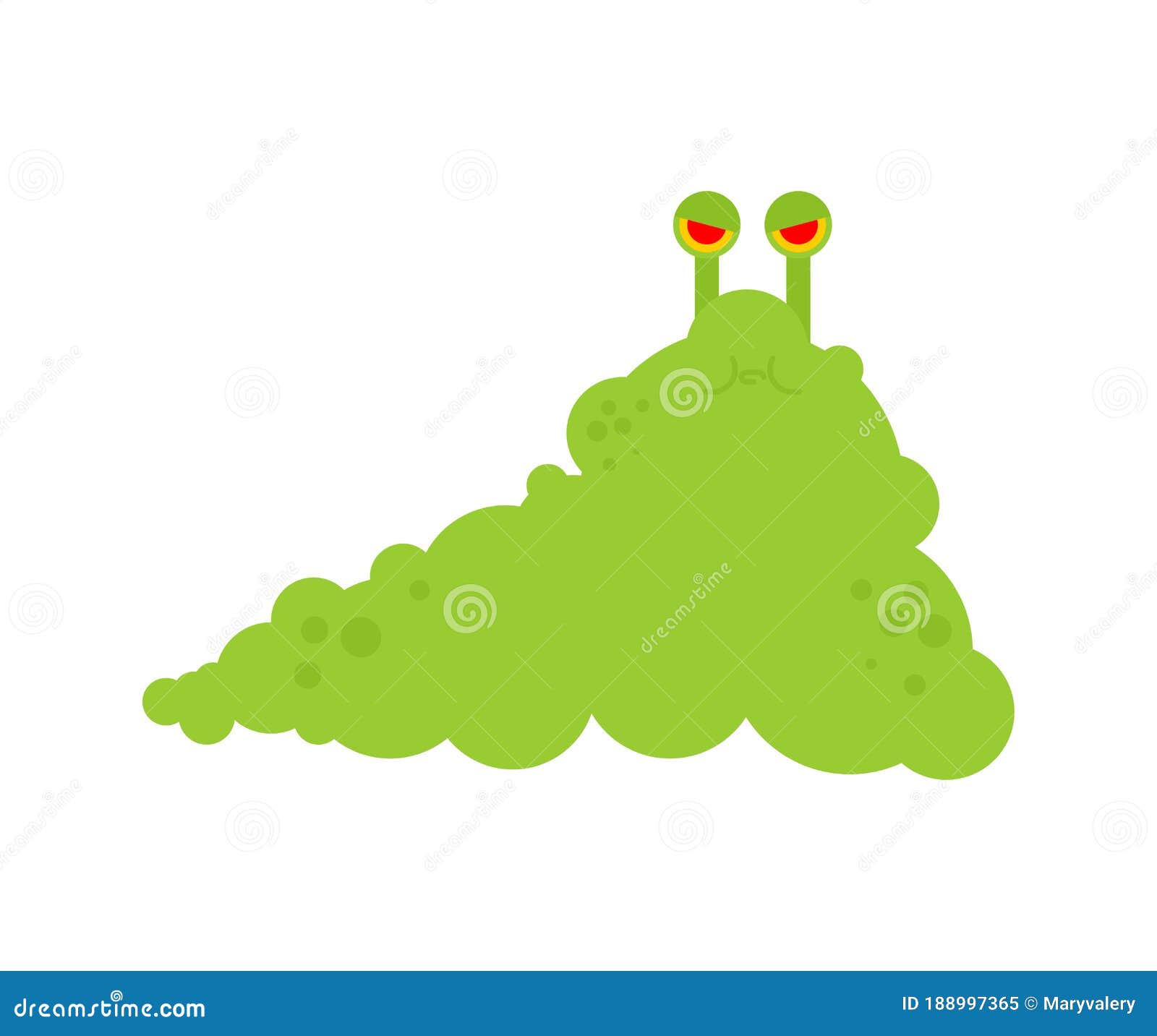 Set Of Green Slug Cartoon Animal Design Flat Vector Illustration ...