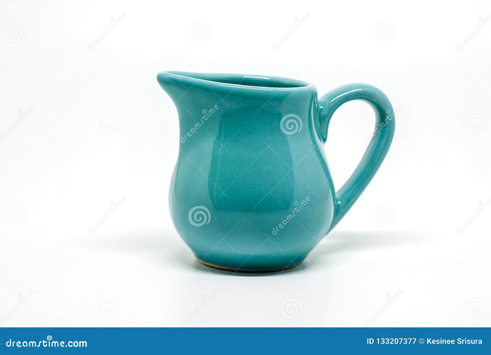 Green Small Ceramic Pitcher on White Background Stock Image - Image of ...
