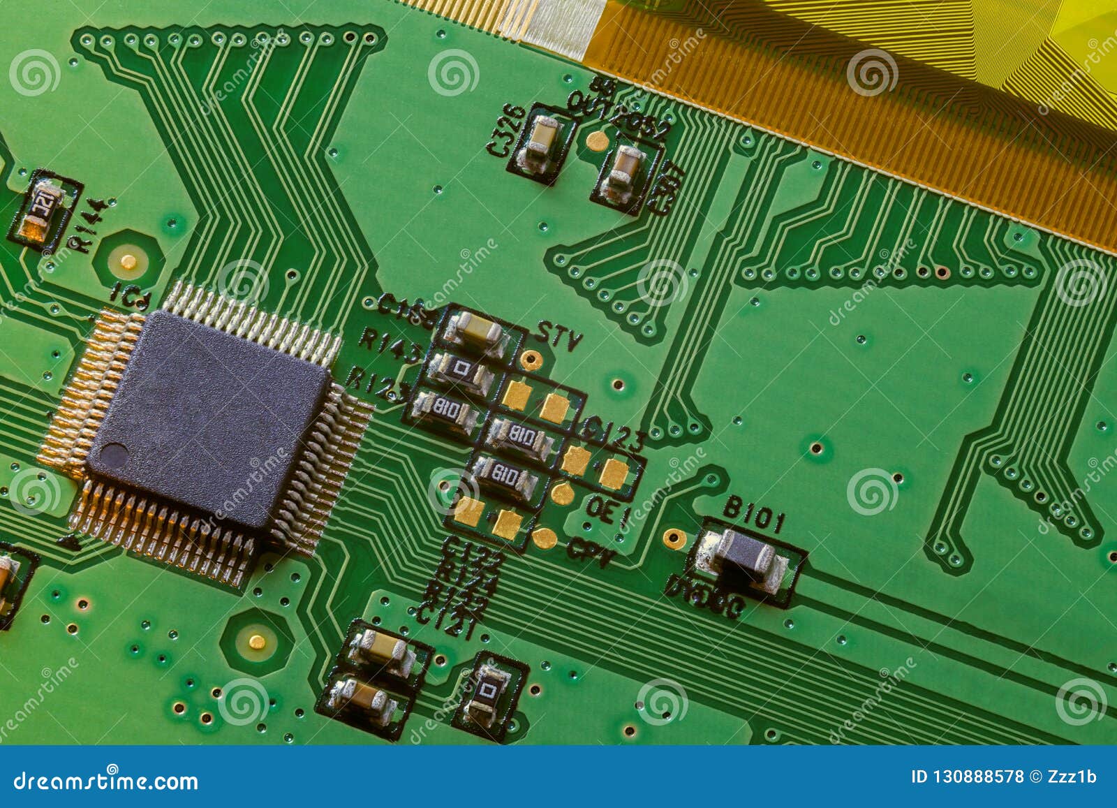 Green Small Electronic PCB Circuit Close-up Background Stock Photo ...