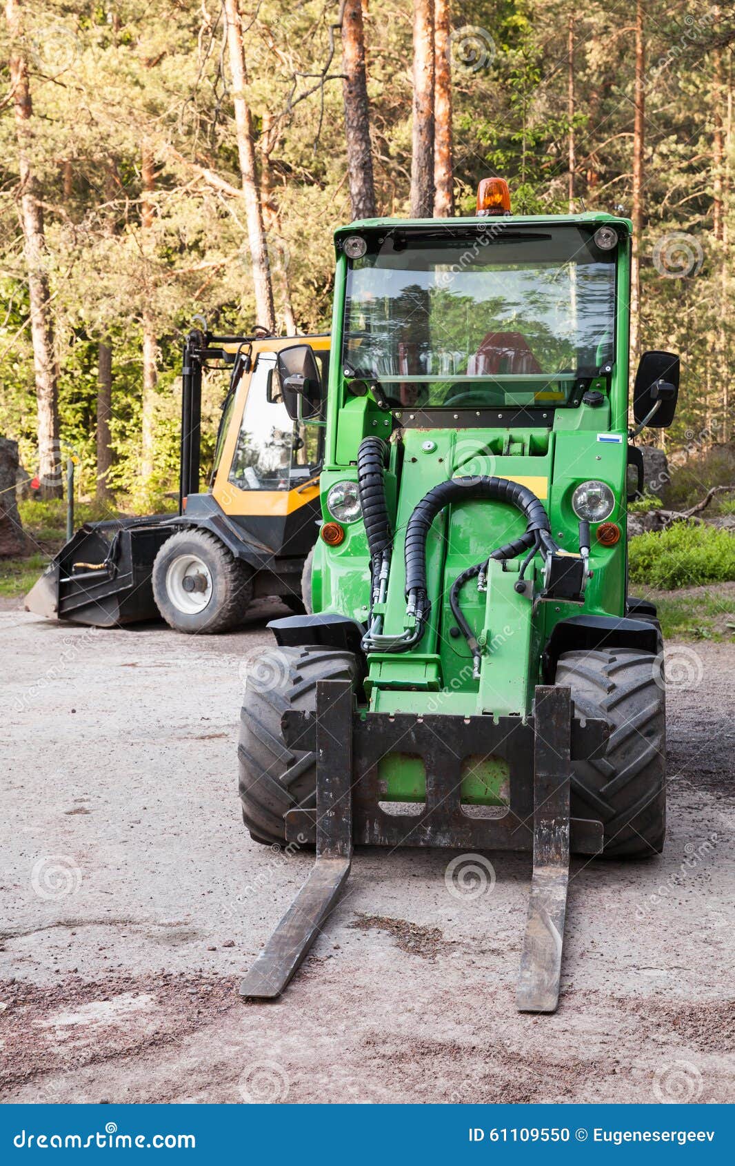 Green Small Forklift Stands on a Logging Area Stock Photo - Image of ...