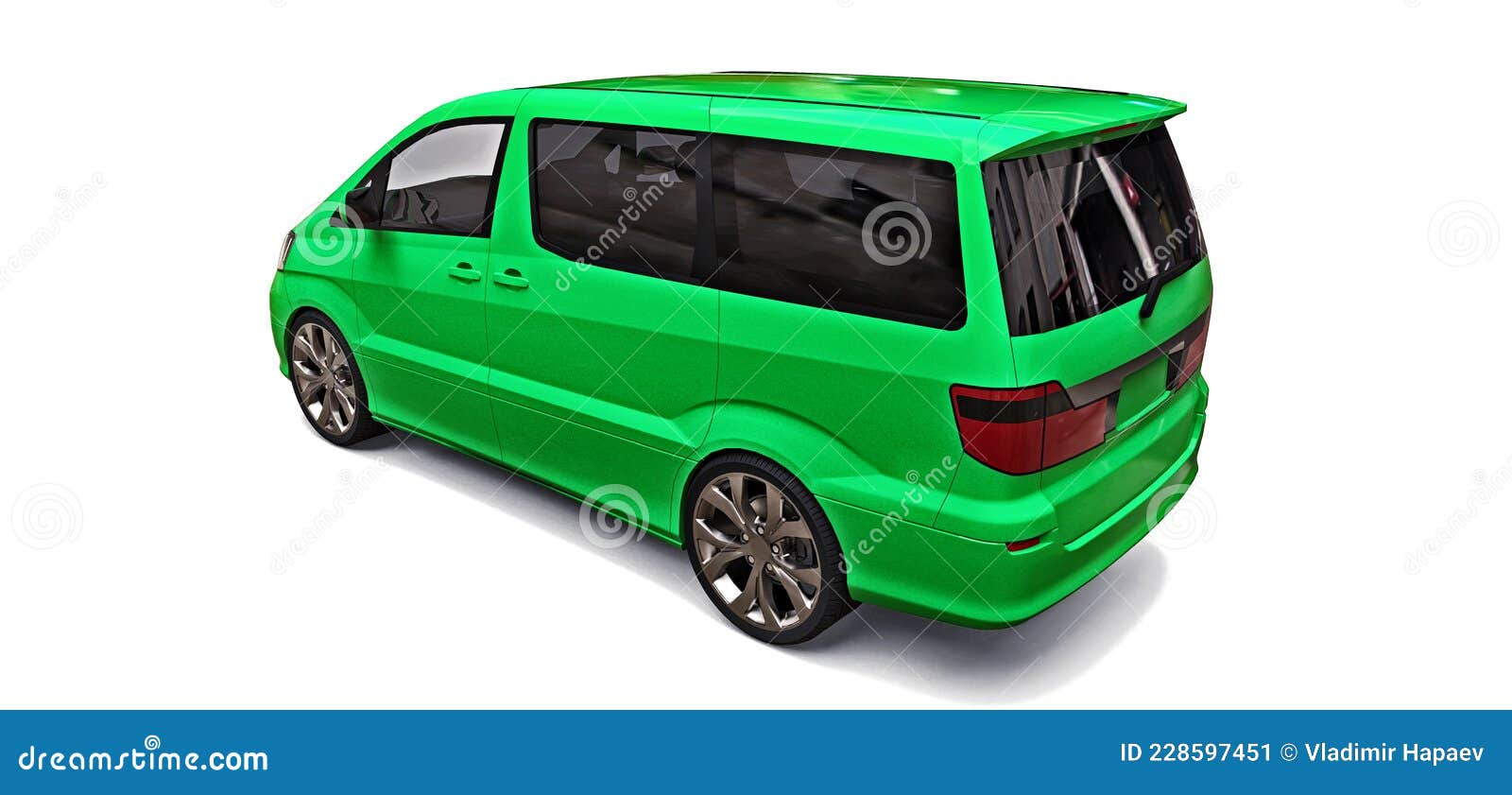 Green Small Minivan for Transportation of People. Three-dimensional ...