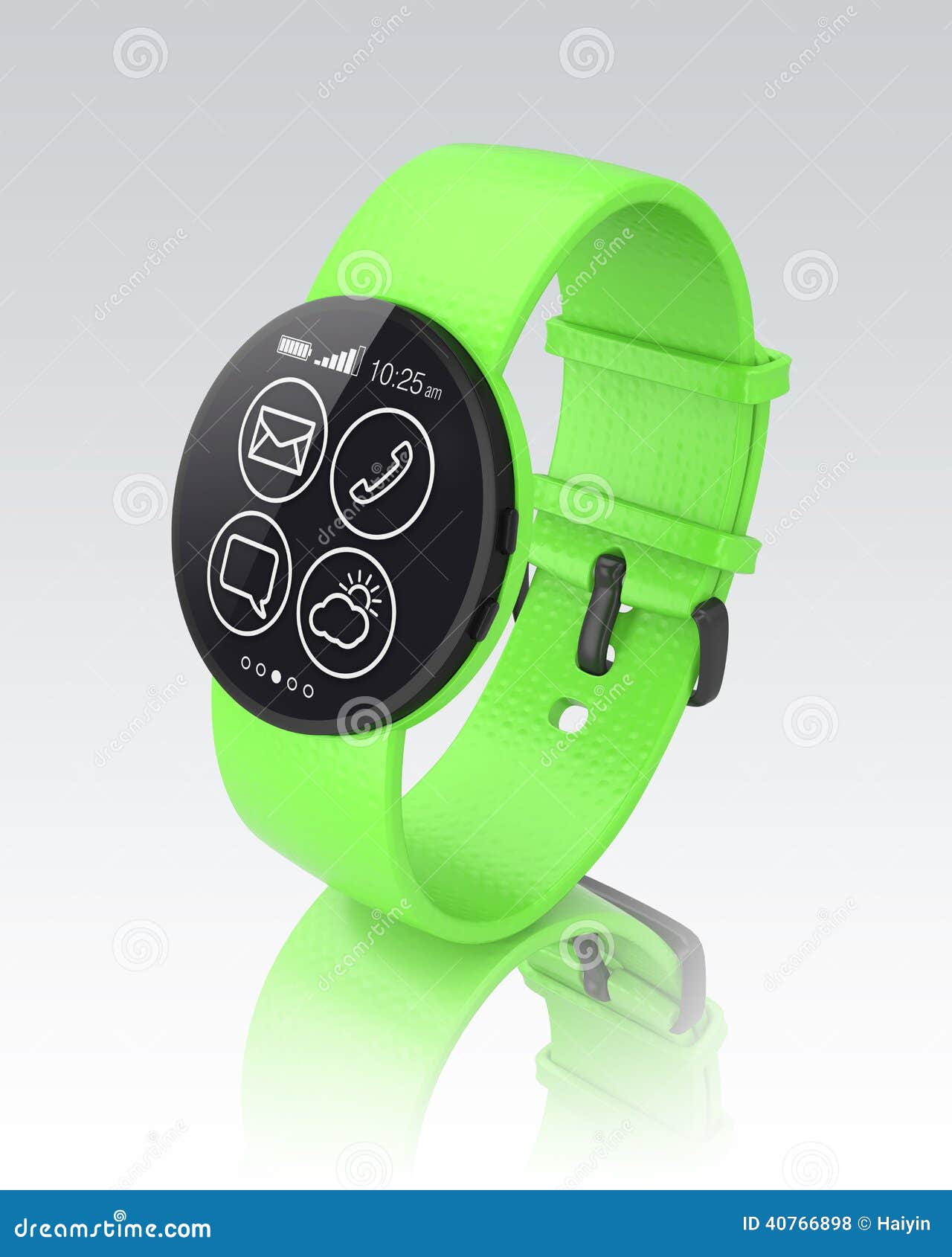 Green Smart Watch Isolated on Gray Background Stock Illustration ...