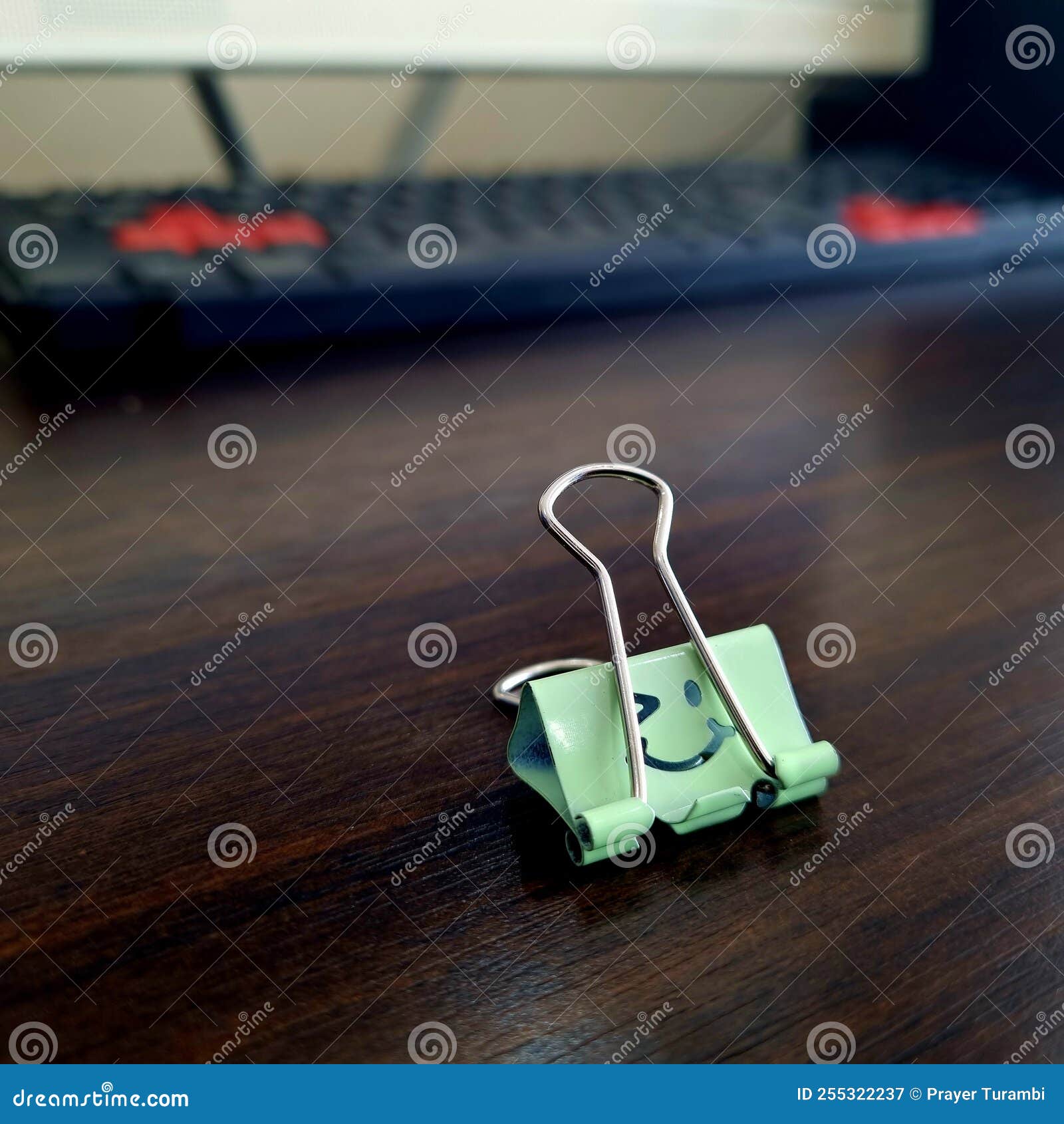 Green Smiley Paper Clip on the Office Desk Stock Image - Image of paper ...