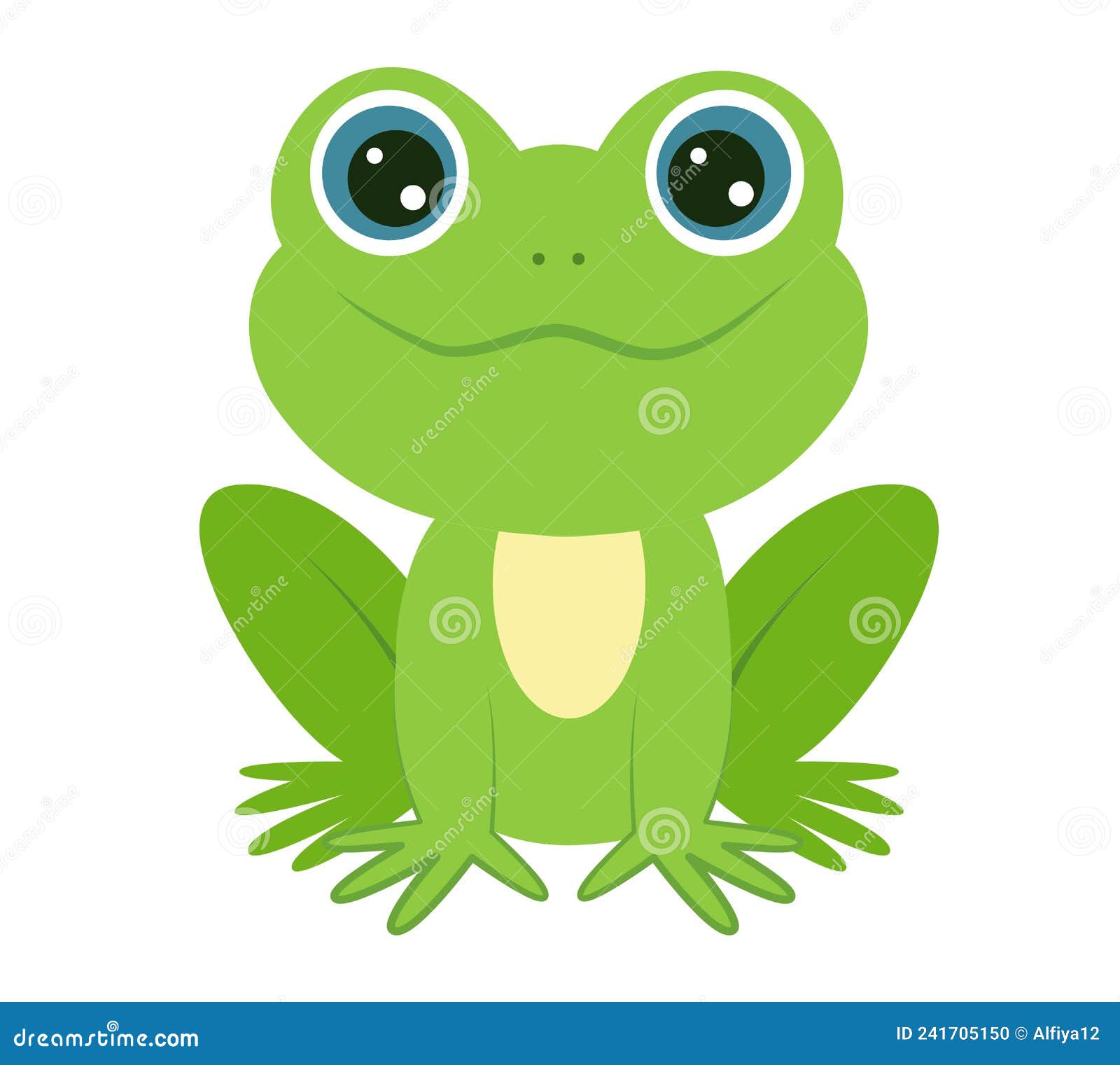 Green Smiling Frog Sits. Cartoon Style. Vector Illustration Stock ...