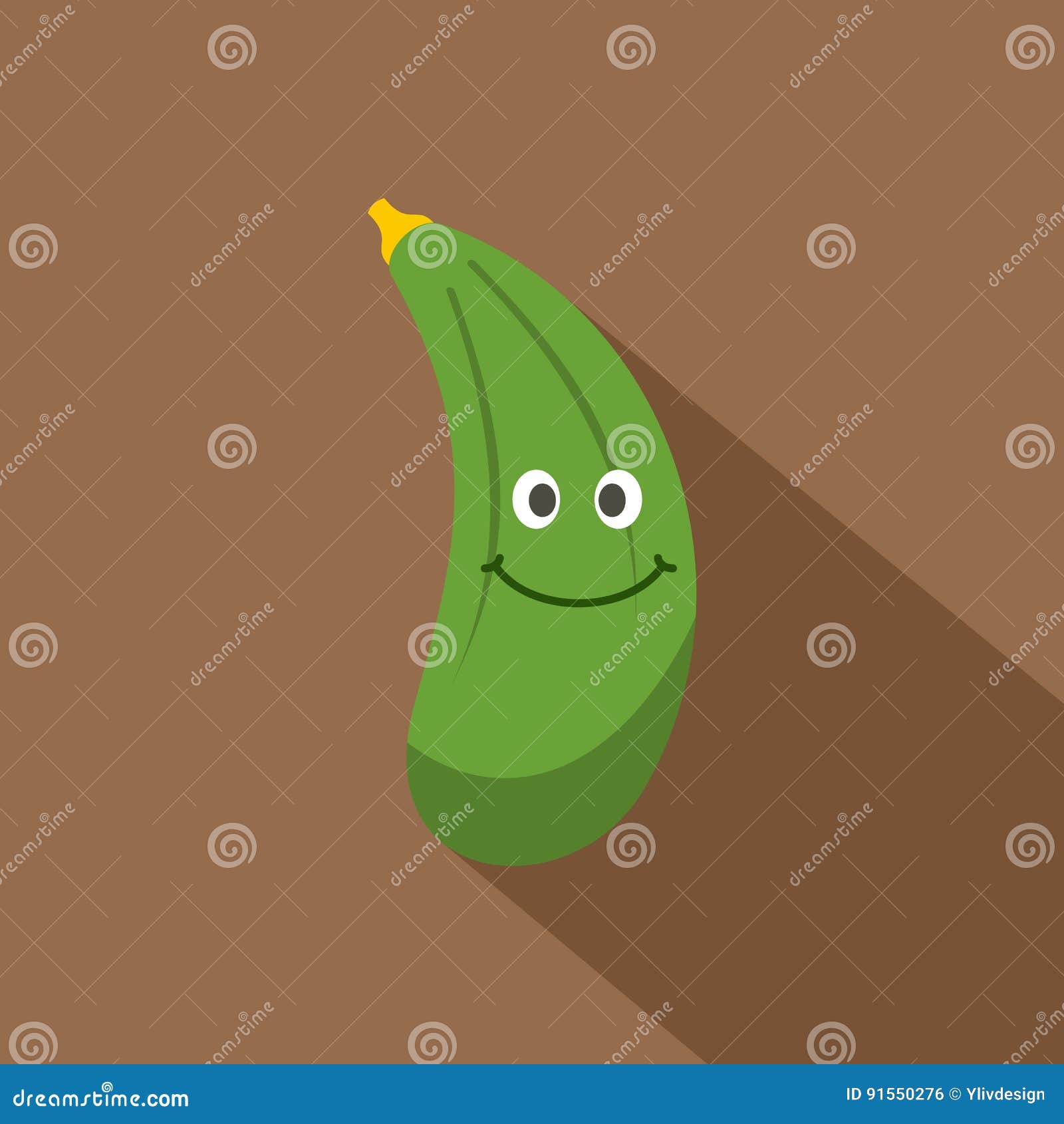 Green Smiling Zucchini Vegetable Icon, Flat Style Stock Vector ...