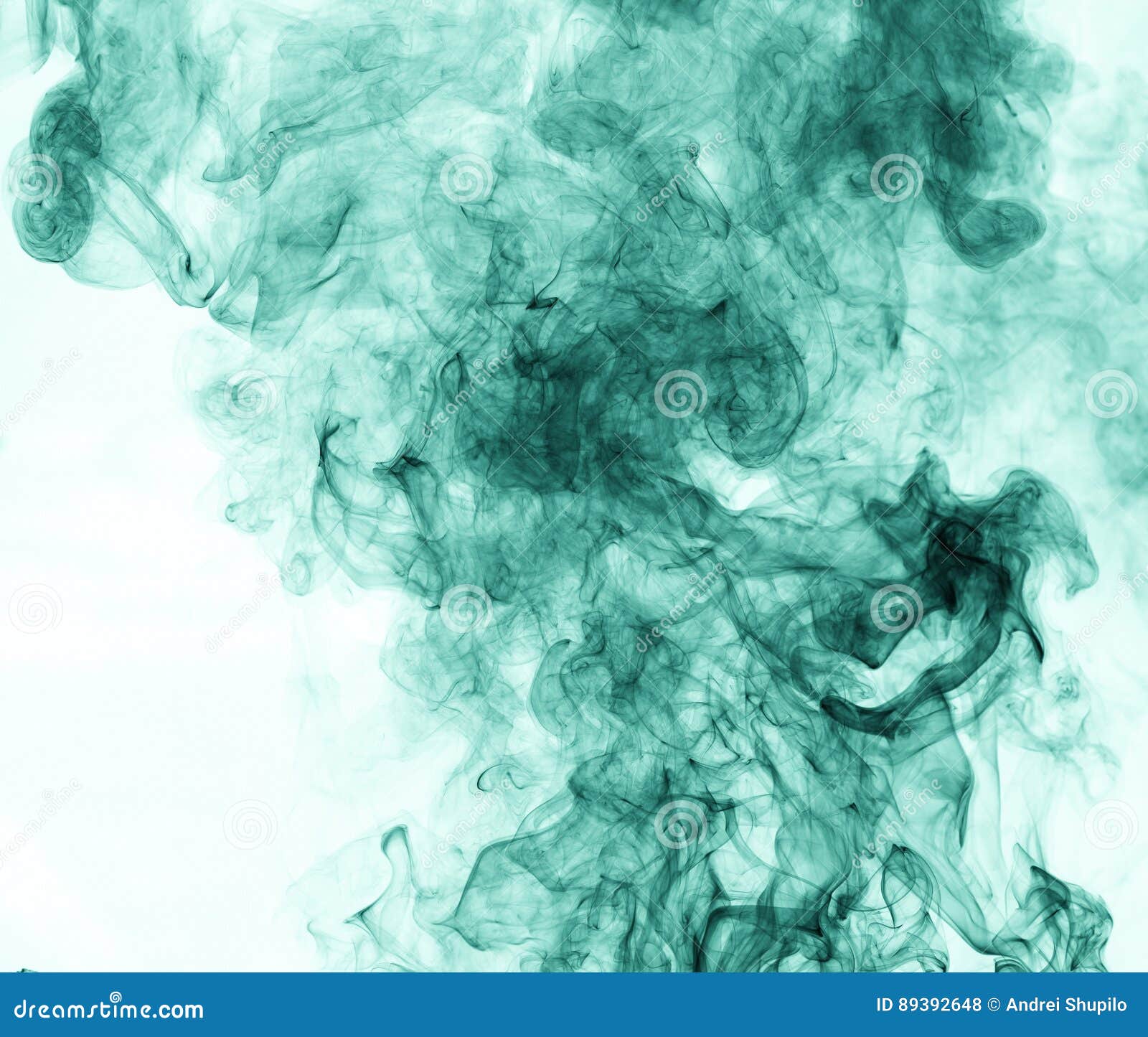 Green Smoke on White Background. Inversion Stock Photo - Image of curve ...