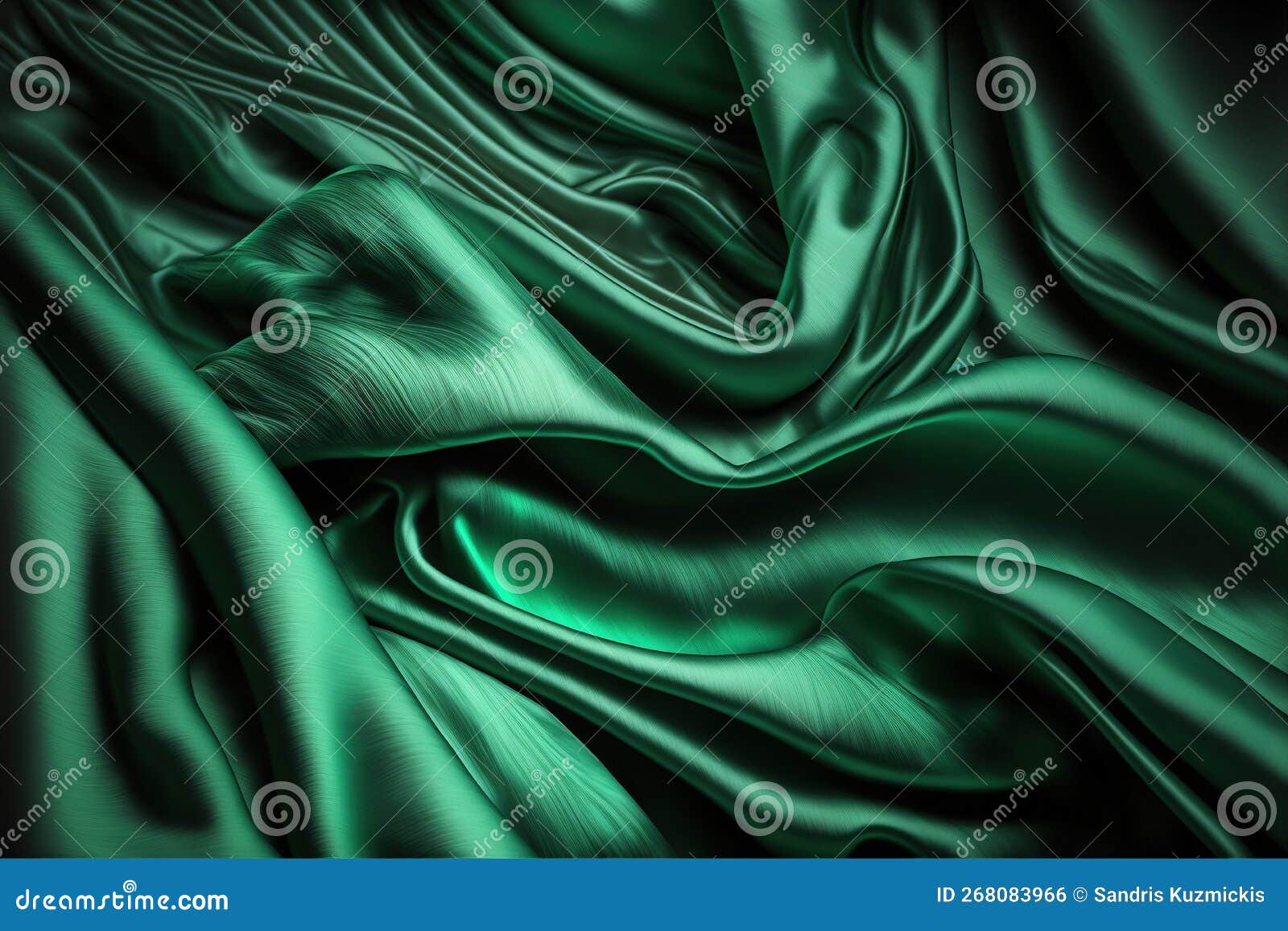 Green Smooth Wrinkled Silk. Generative AI Stock Illustration ...