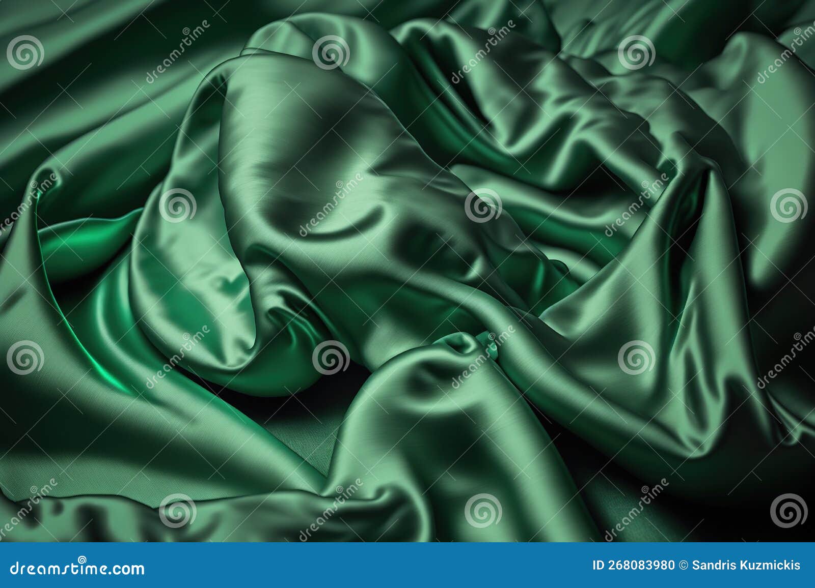 Green Smooth Wrinkled Silk. Generative AI Stock Illustration ...