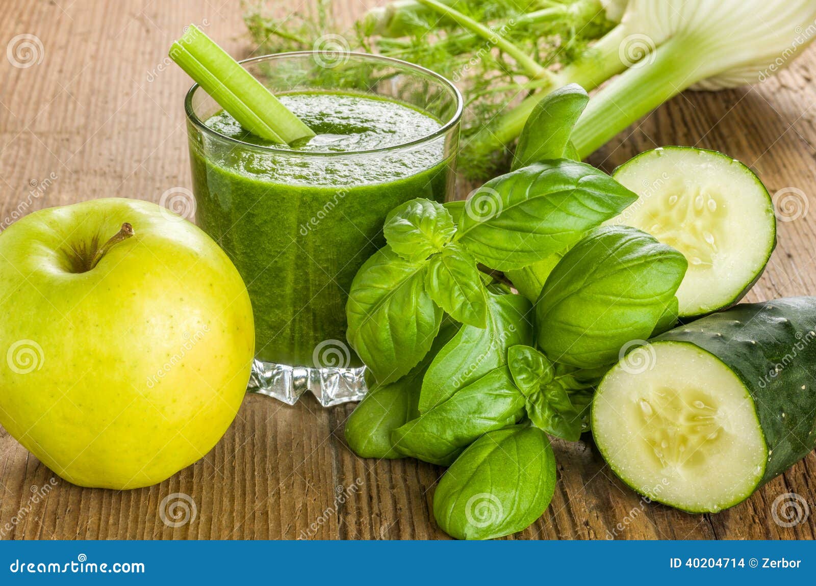 Green Smoothie with Fresh Ingredients Stock Photo - Image of ...