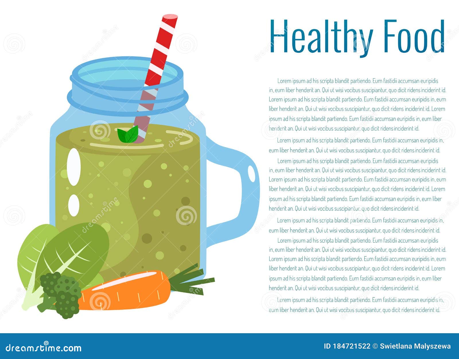 Green Smoothie Vector Illustration. Healthy Eating Stock Illustration ...