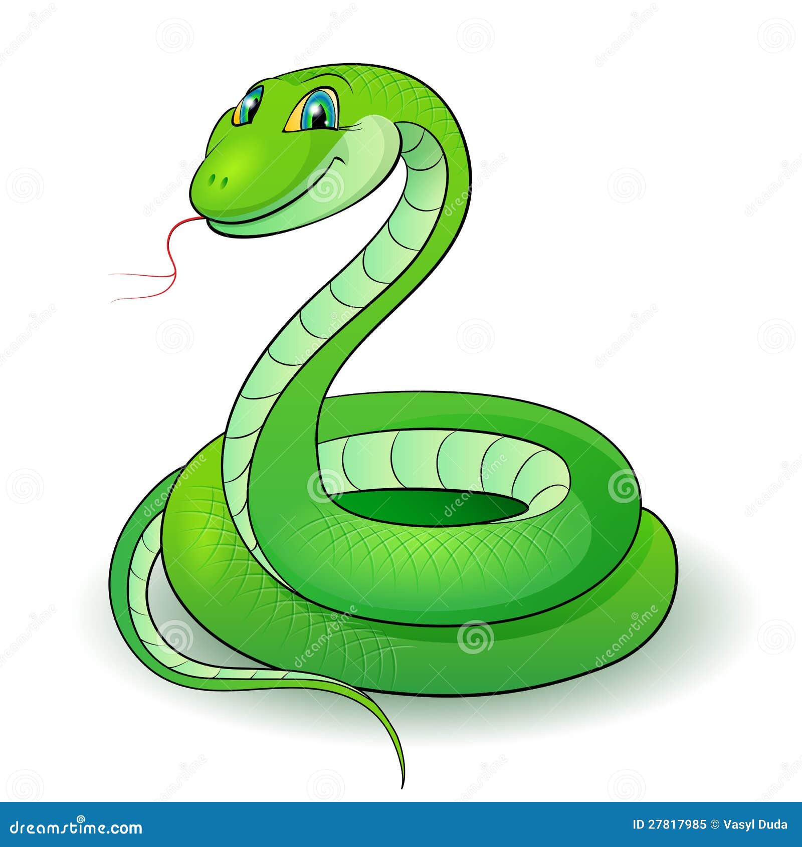 Green snake stock vector. Illustration of nature, cheerful - 27817985