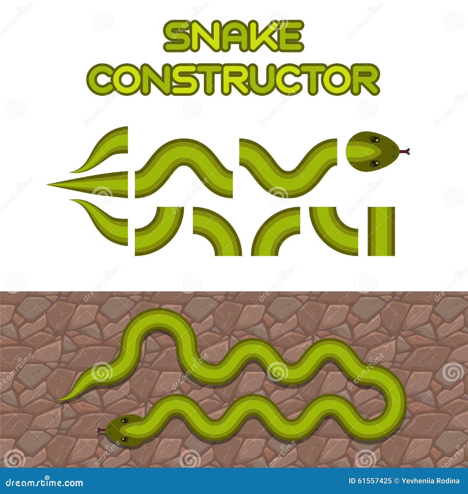 Green snake body elements stock illustration. Illustration of ...