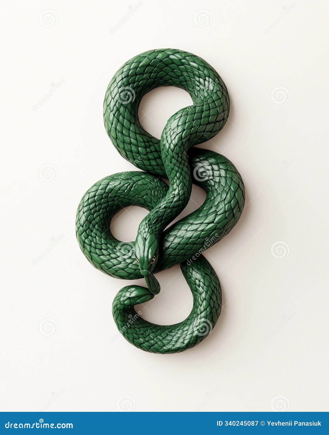A Green Snake is Curled Up on a White Background Stock Illustration ...