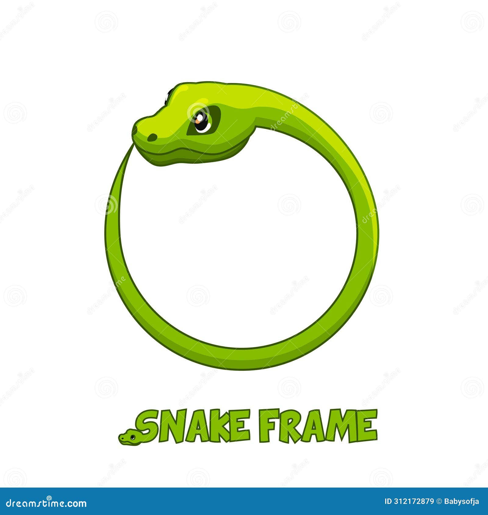 Green Snake Frame. Cartoon Green Snake Curled In A Ring | CartoonDealer ...