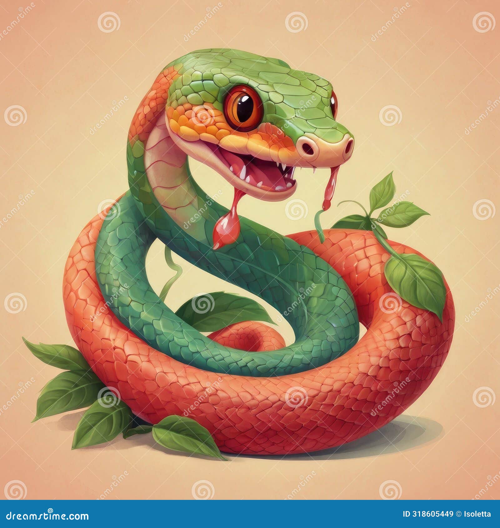Green snake illustration stock image. Image of color - 318605449