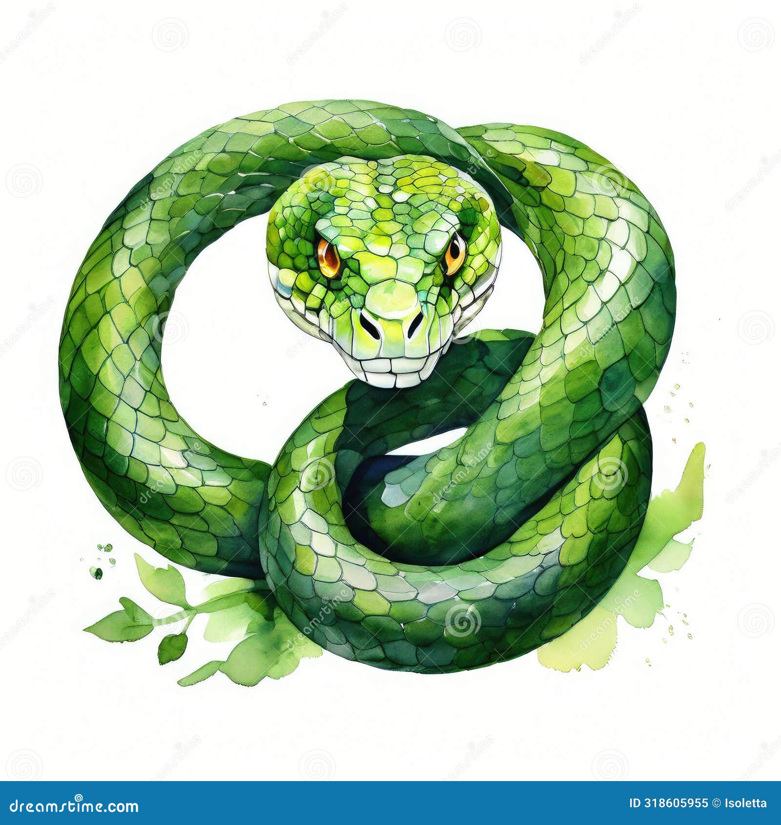 Green snake illustration stock image. Image of poisonous - 318605955