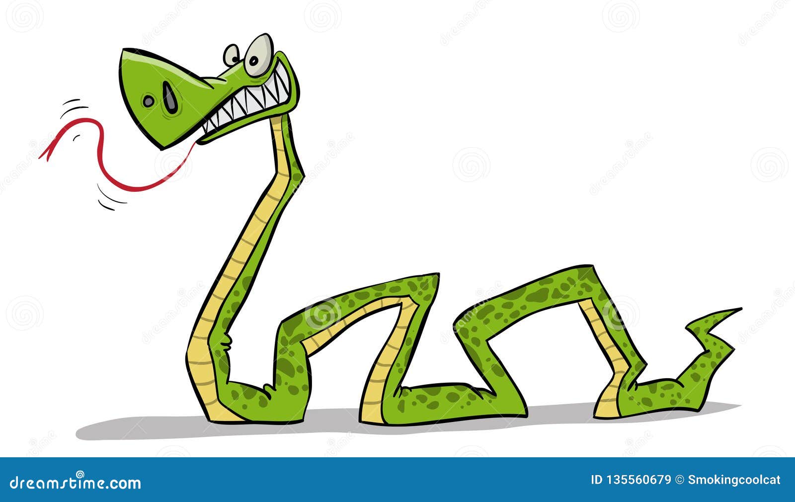 Green snake smiling stock vector. Illustration of clip - 135560679