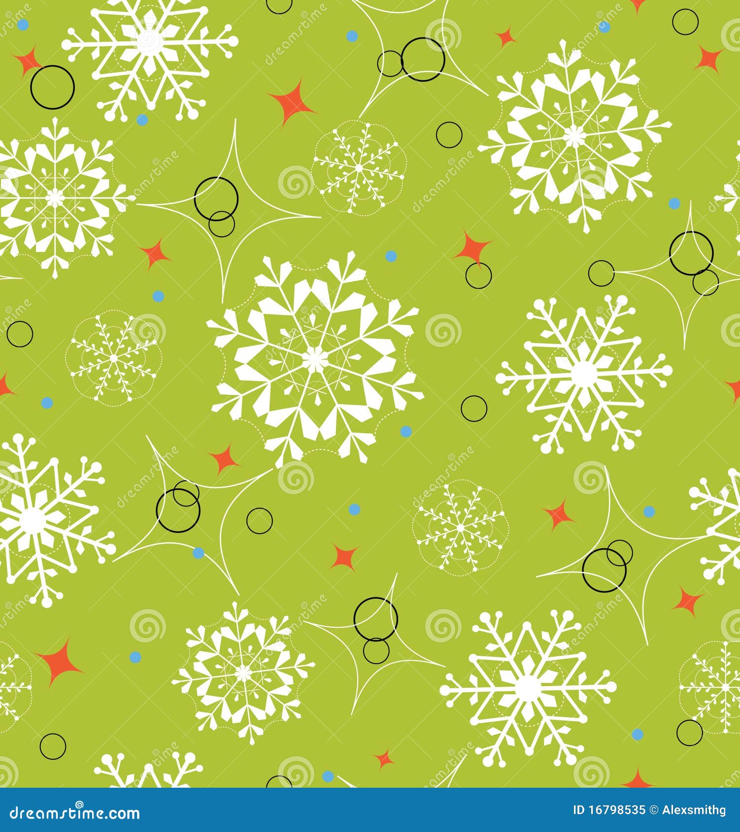 Green Snowflakes Seamless Pattern Stock Illustration - Illustration of ...