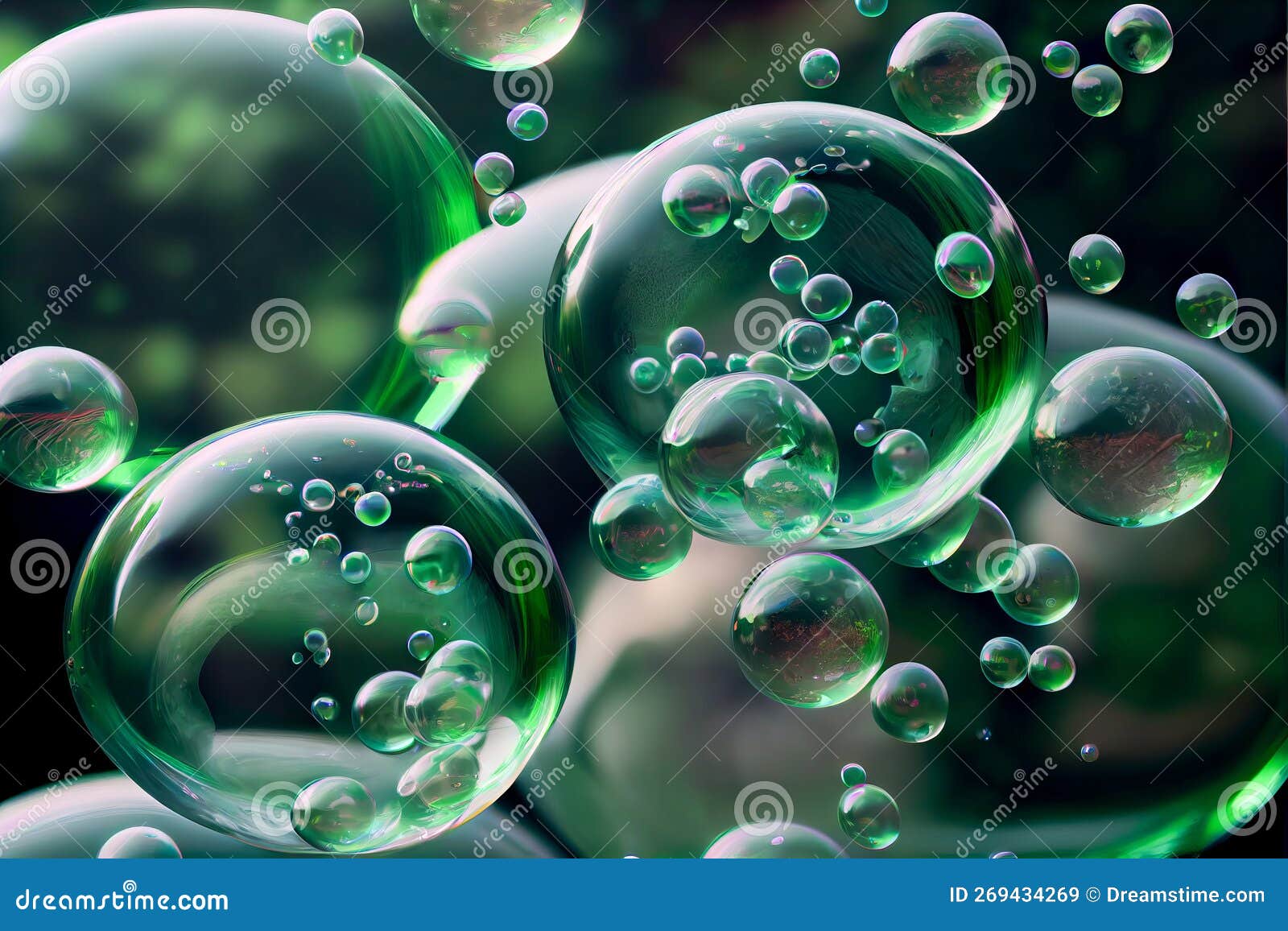 Green Soap Bubbles Abstract Background. Stock Illustration ...