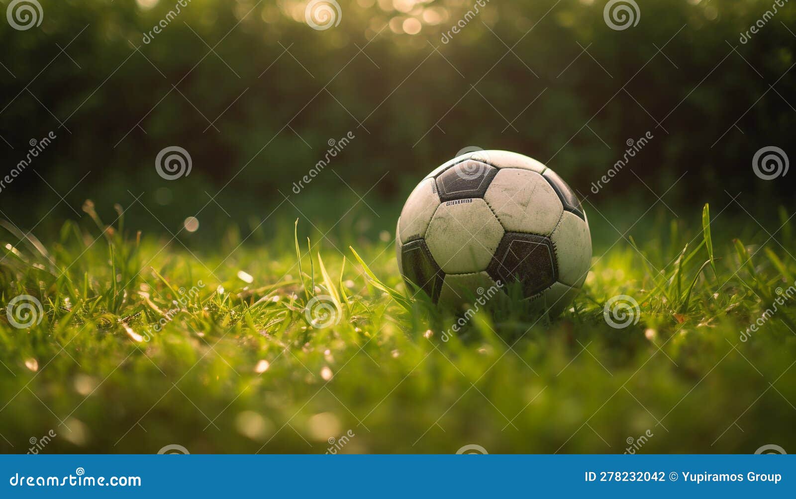 Green Soccer Ball Rolls on Grassy Meadow Generated by AI Stock ...
