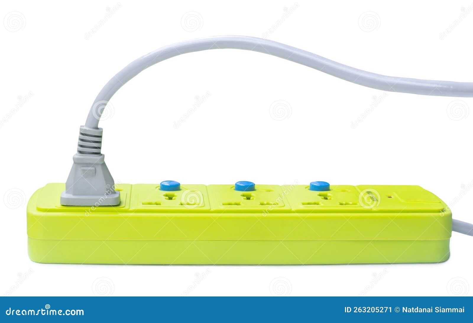Green Socket and White Electric Power Plug with Line Isolated on White ...
