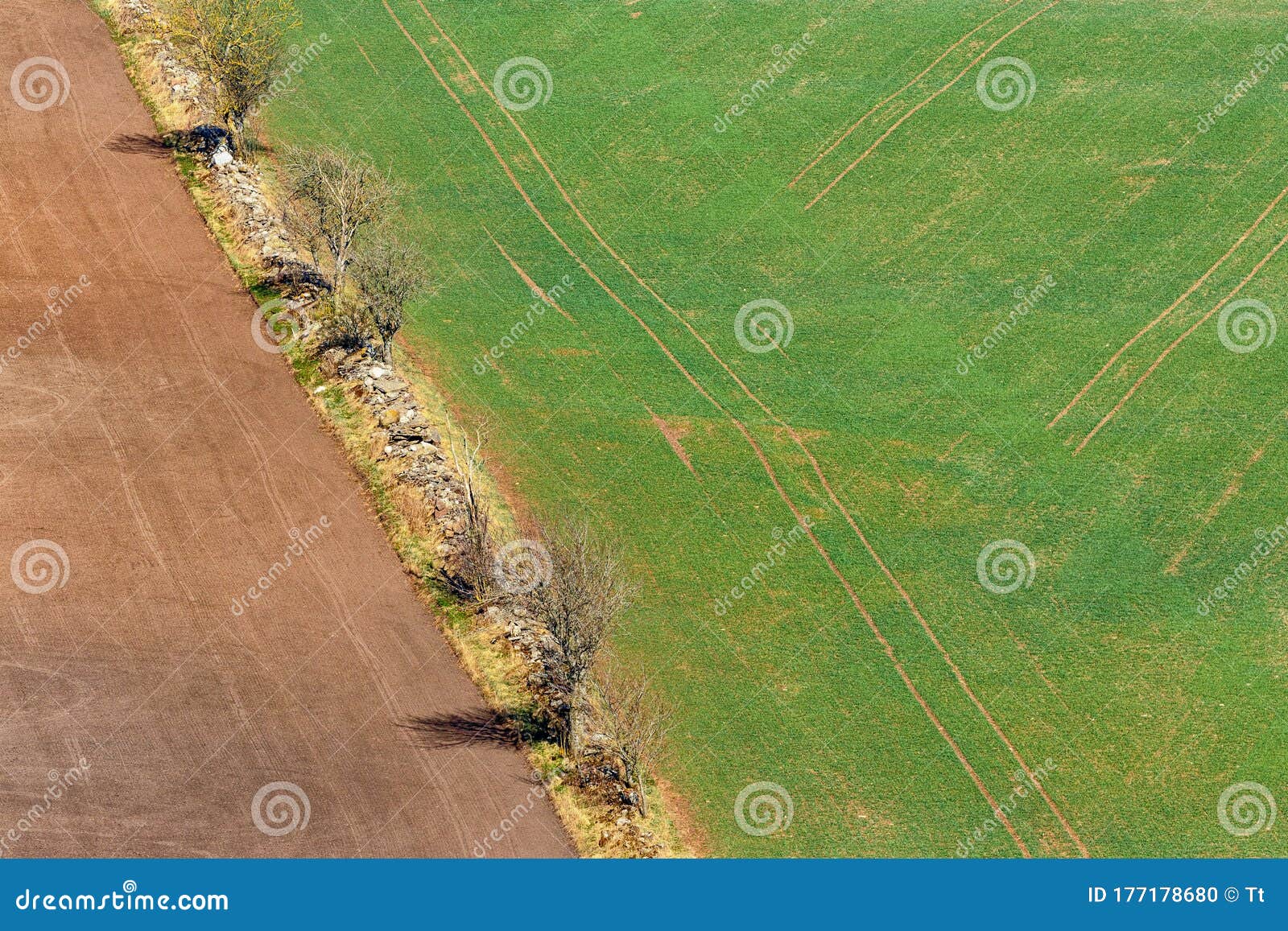 Green and Soil Field from Above Stock Photo - Image of environment ...