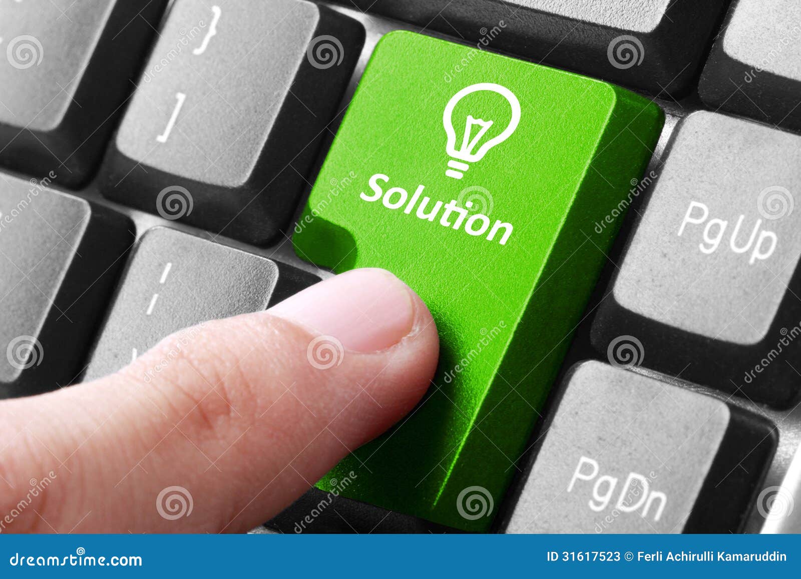 Green Solution Button on the Keyboard Stock Image - Image of closeup ...
