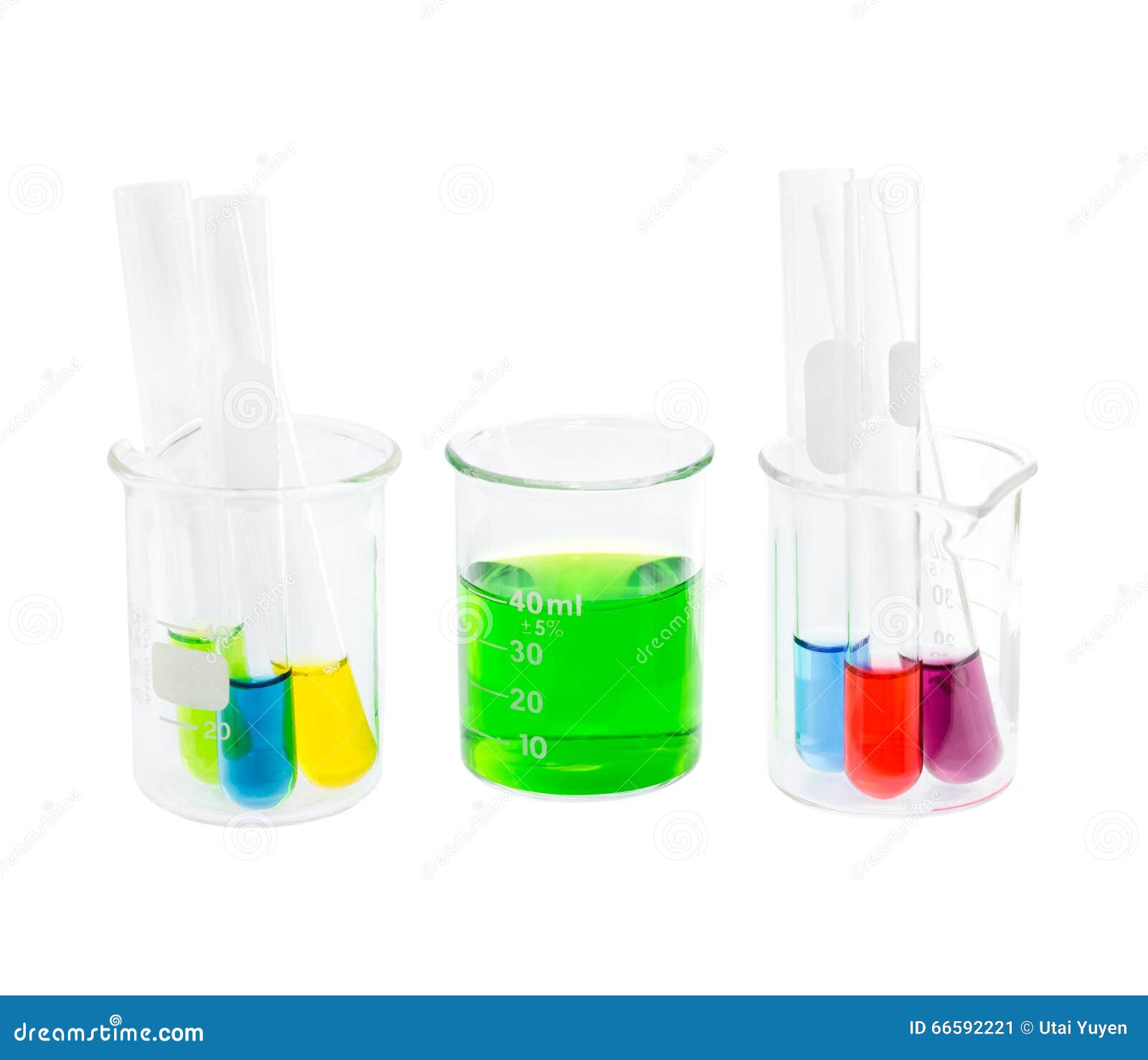 Green Solution in Small Beaker and Test Tube Solution Stock Image ...