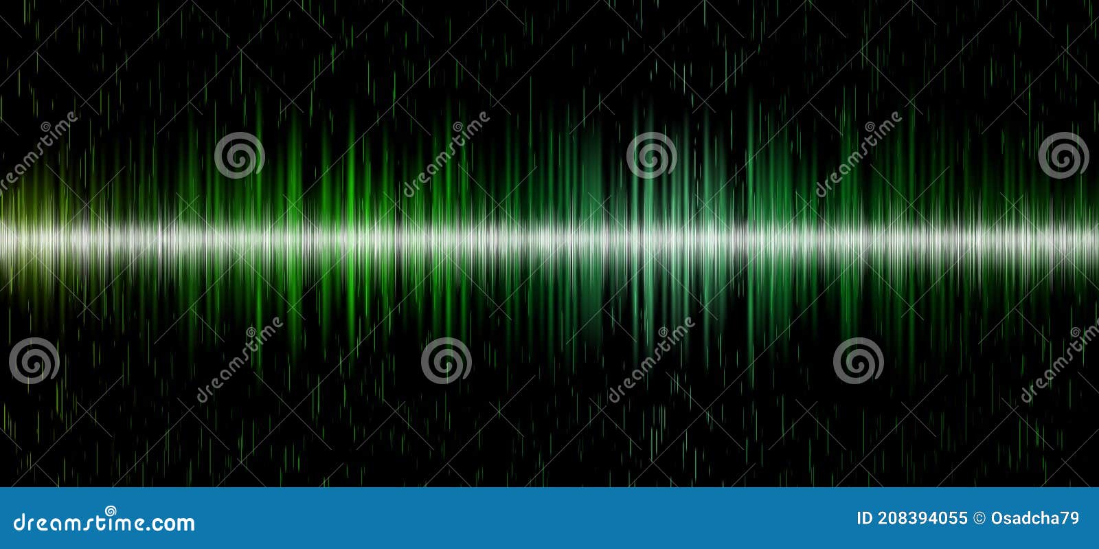 Green Sound Wave Background on Black Background for Technology and ...