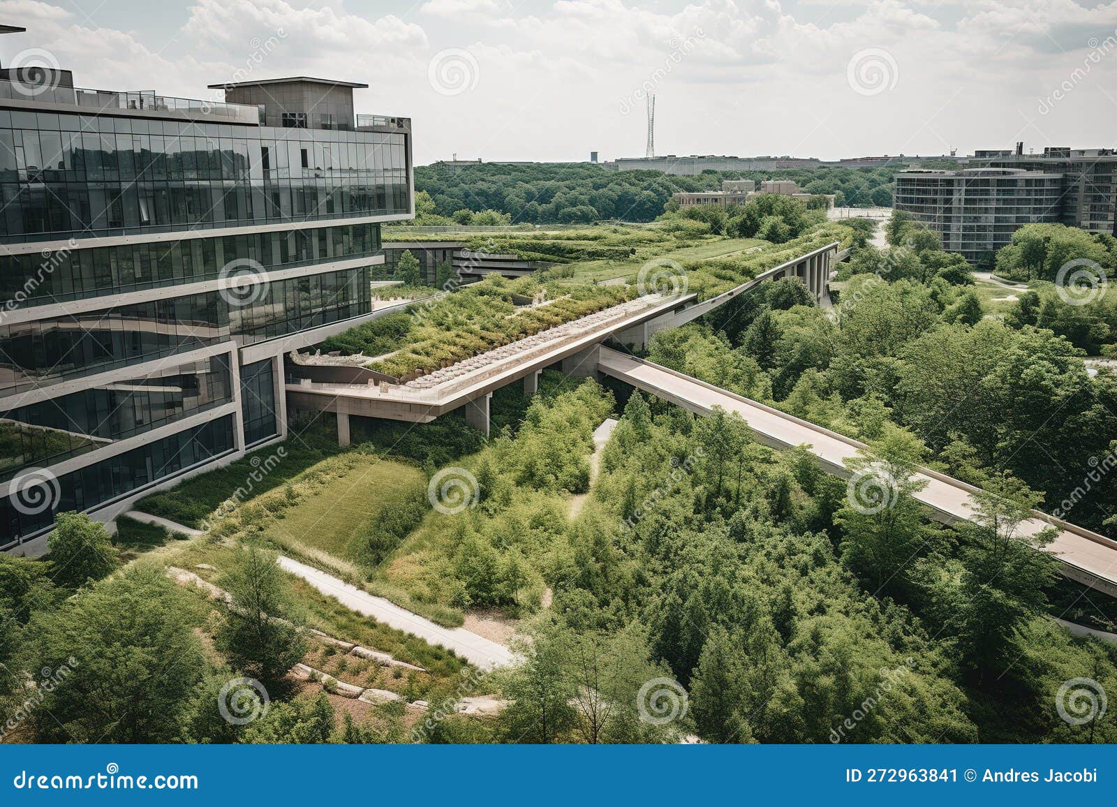 Green Spaces in Urban Area Architectural Design. Stock Illustration ...