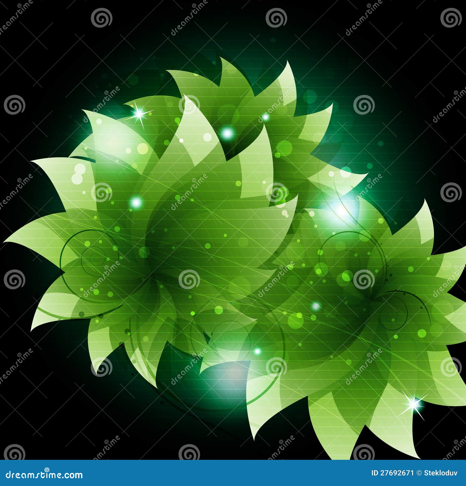 Green sparkling flowers stock vector. Illustration of color - 27692671