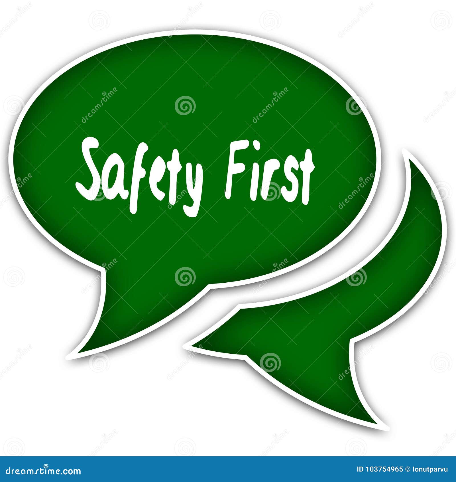 Green Speech Balloons with SAFETY FIRST Text Message. Stock ...