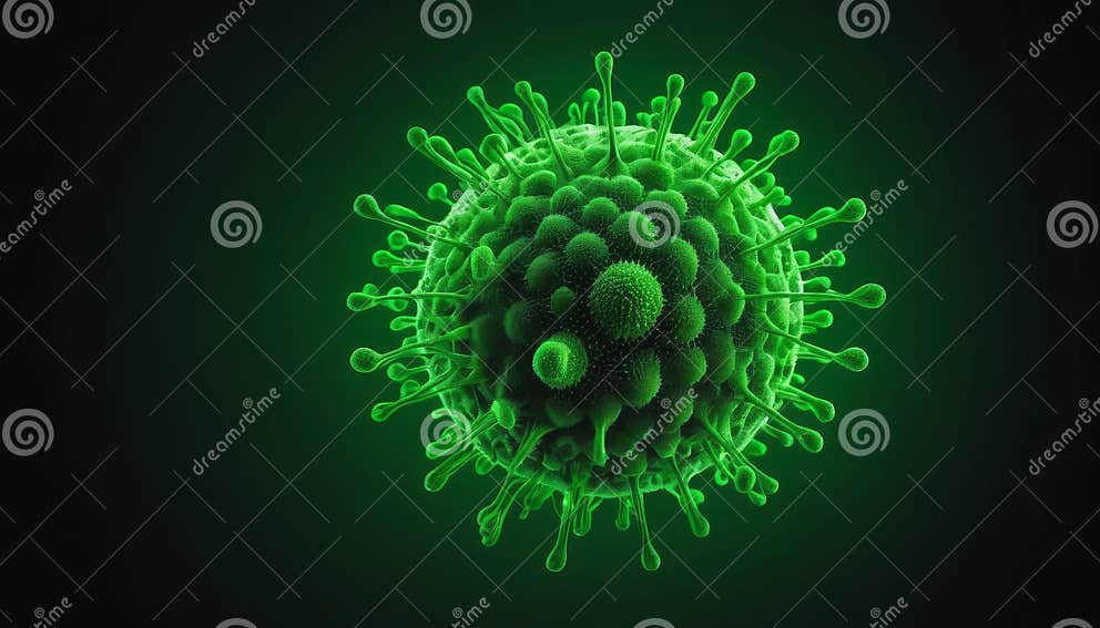 Green Spherical Virus Representation Stock Illustration - Illustration ...