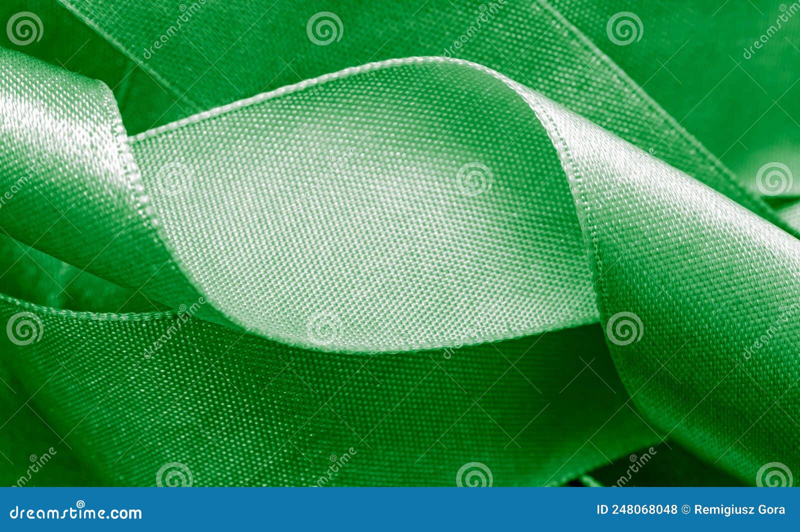 Green Spiral Ribbon, Background or Texture Stock Photo - Image of strap ...