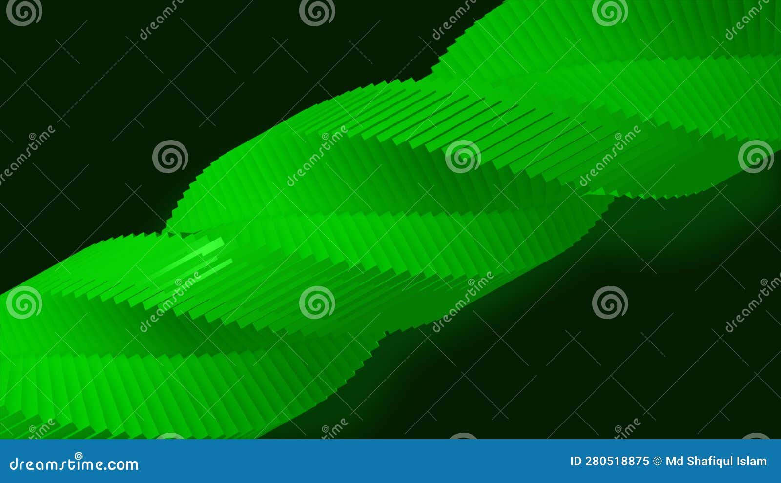 Green Spiral Twisted Color Form. Computer-generated Illustration of an ...