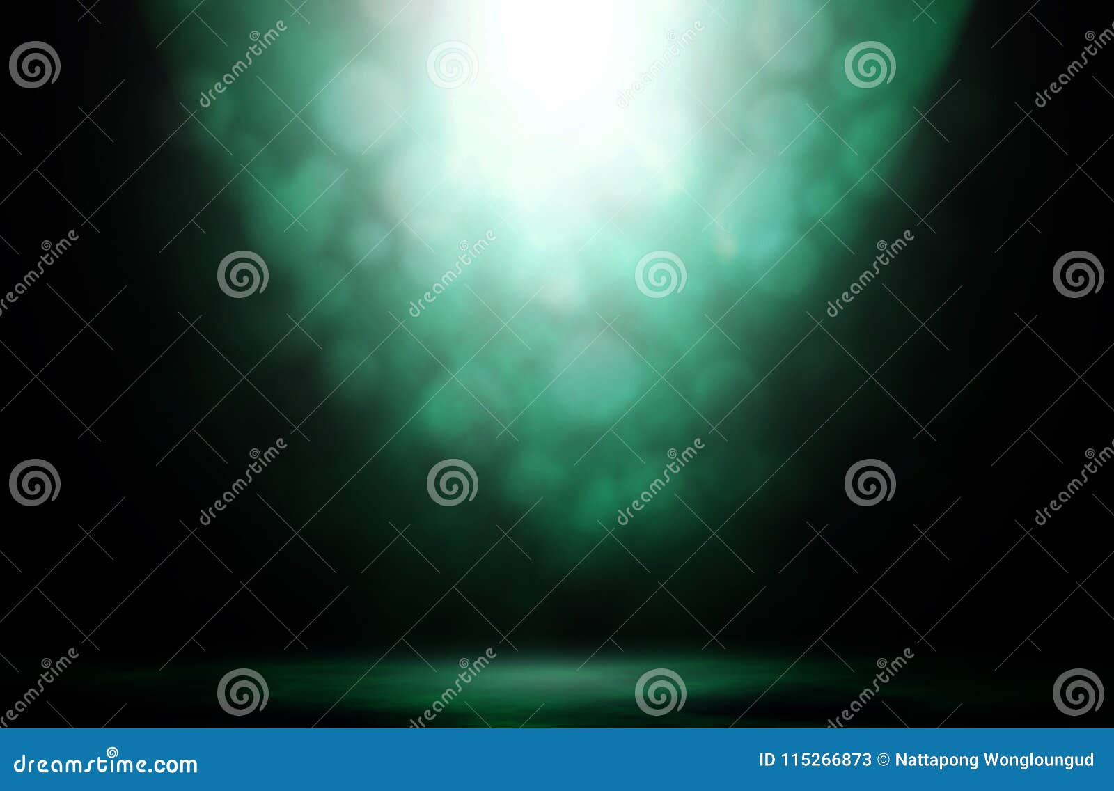 Green Spotlight Bokeh Stage Smoke Night Background. Stock Illustration ...