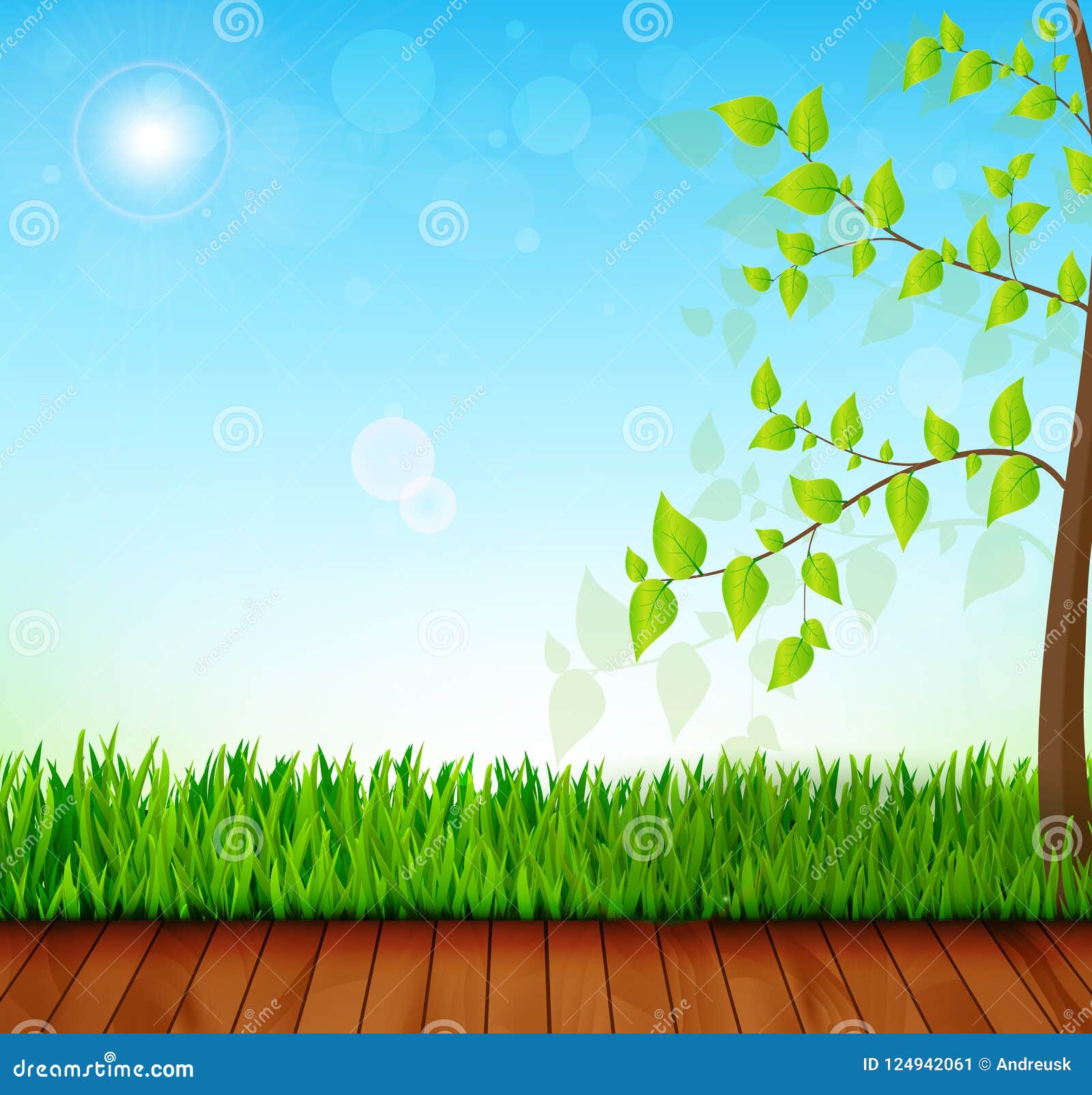 Green spring background stock vector. Illustration of natural - 124942061