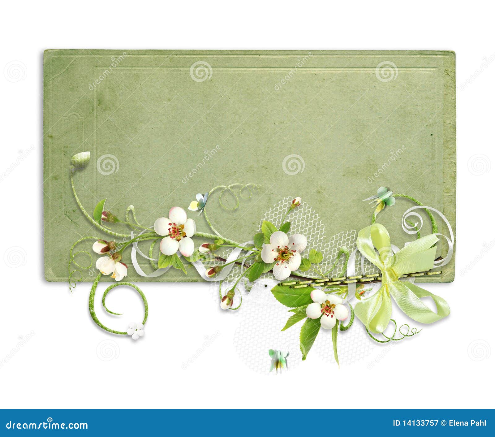 Green Spring Frame with Apple Tree Flowers Stock Illustration ...