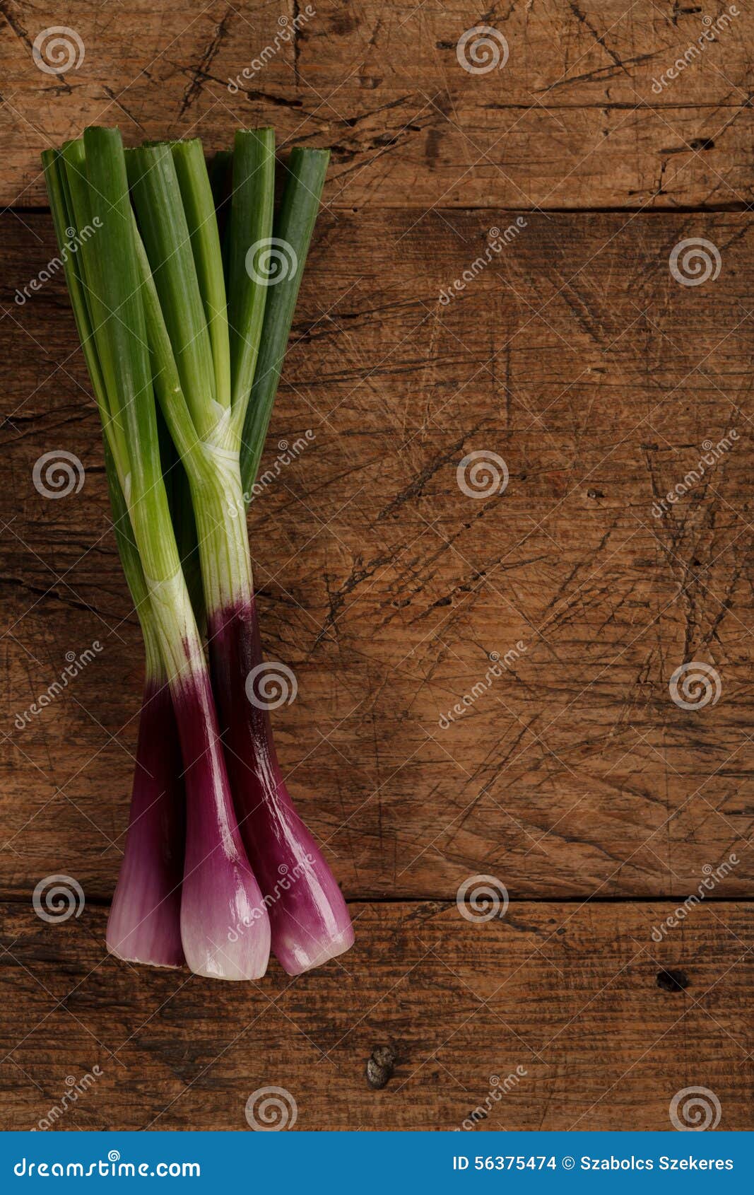 Green Spring Onions on Wooden Table Stock Photo - Image of onion, diet ...