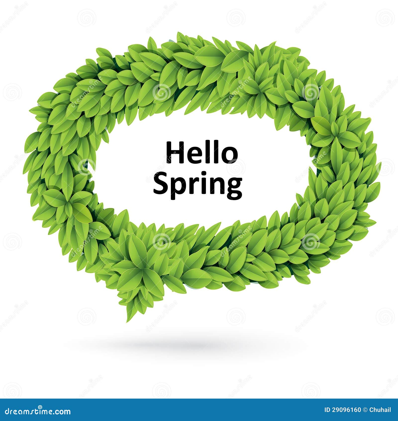 Green Spring Speech Bubble of Leaves Stock Illustration - Illustration ...