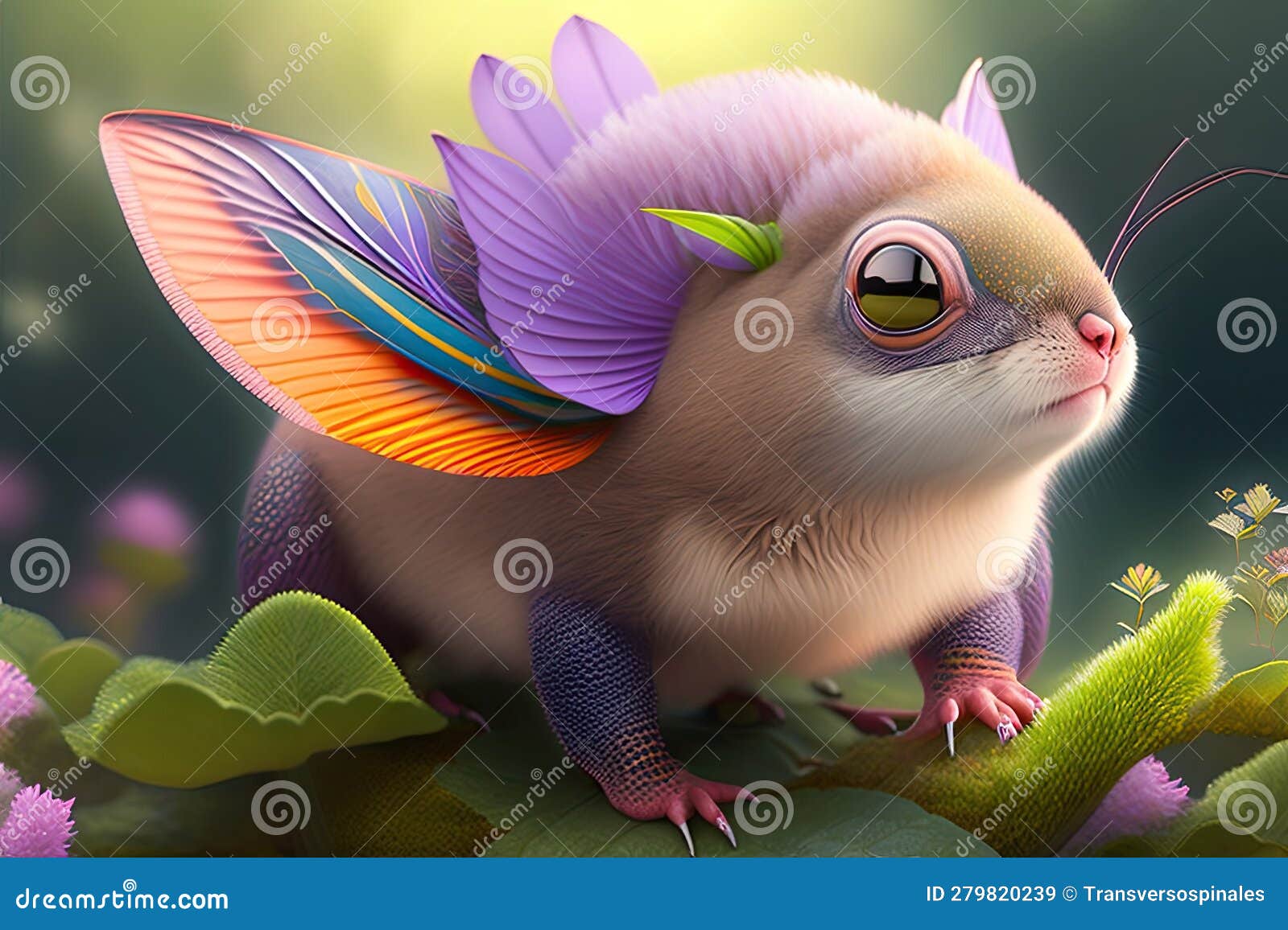 Green Spring or Summer Cute Creature Design Generative AI Stock ...
