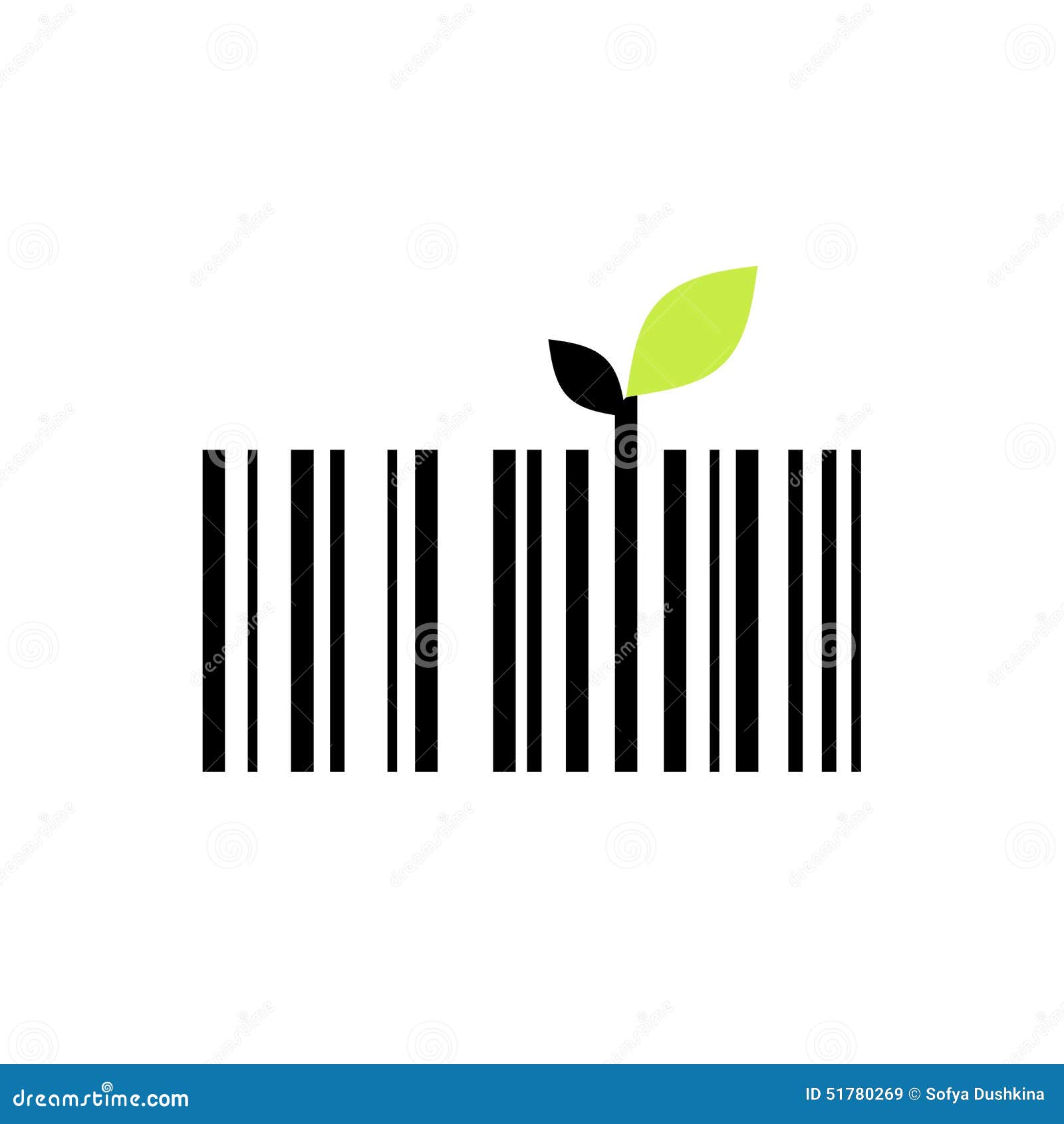 Green sprout bar code stock vector. Illustration of leaf - 51780269