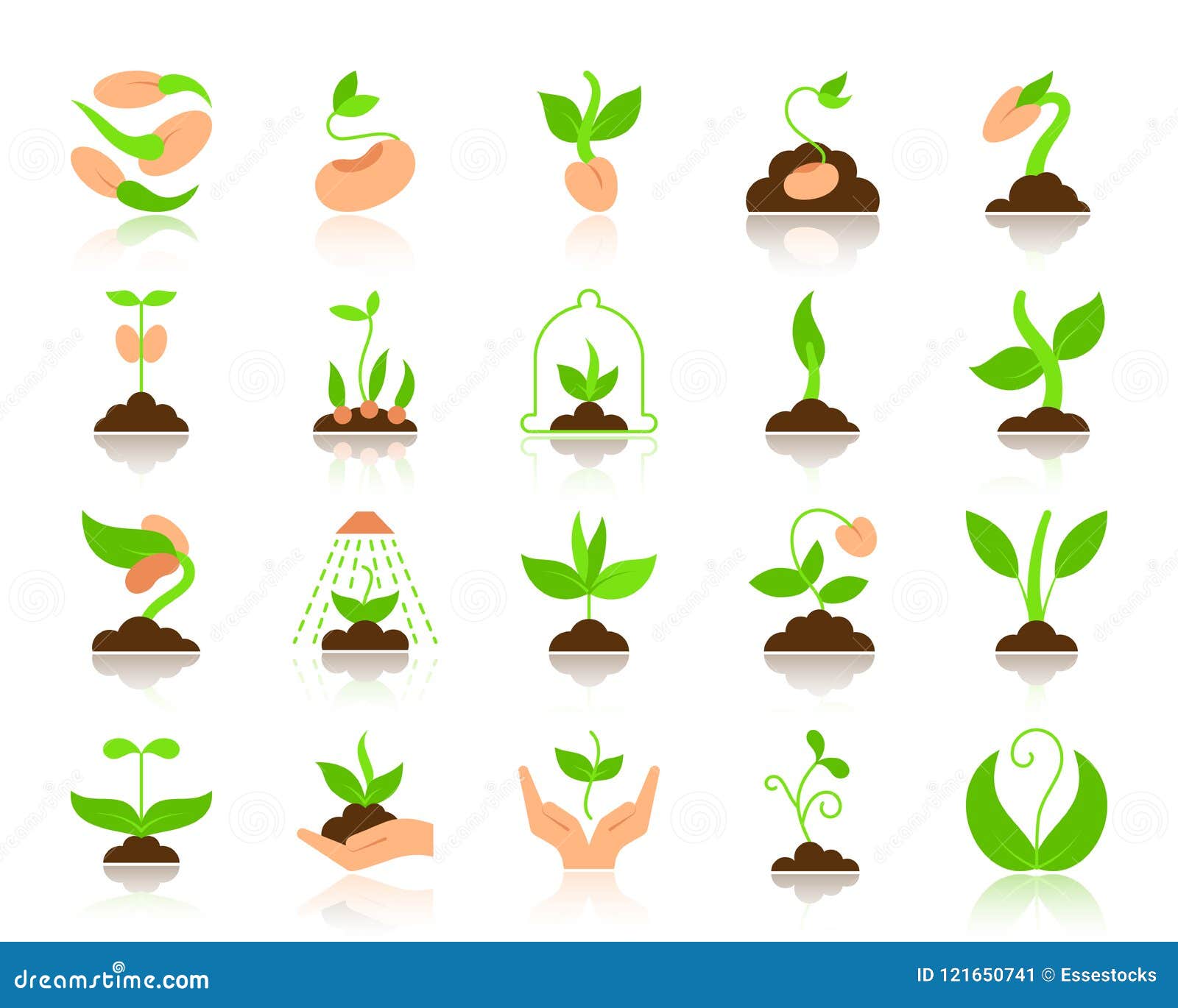 Sprout Simple Flat Color Icons Vector Set Stock Vector Illustration