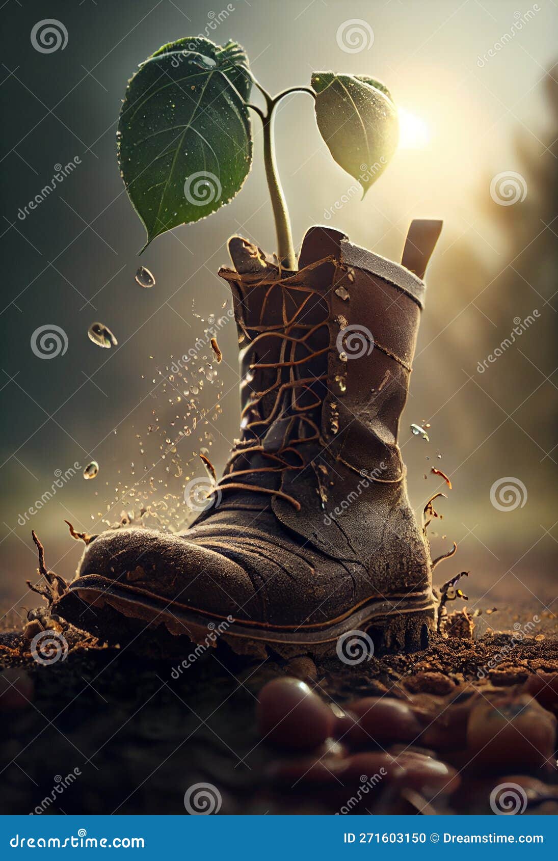 A Green Sprout Grew in an Old Boot. AI Generated Stock Illustration ...