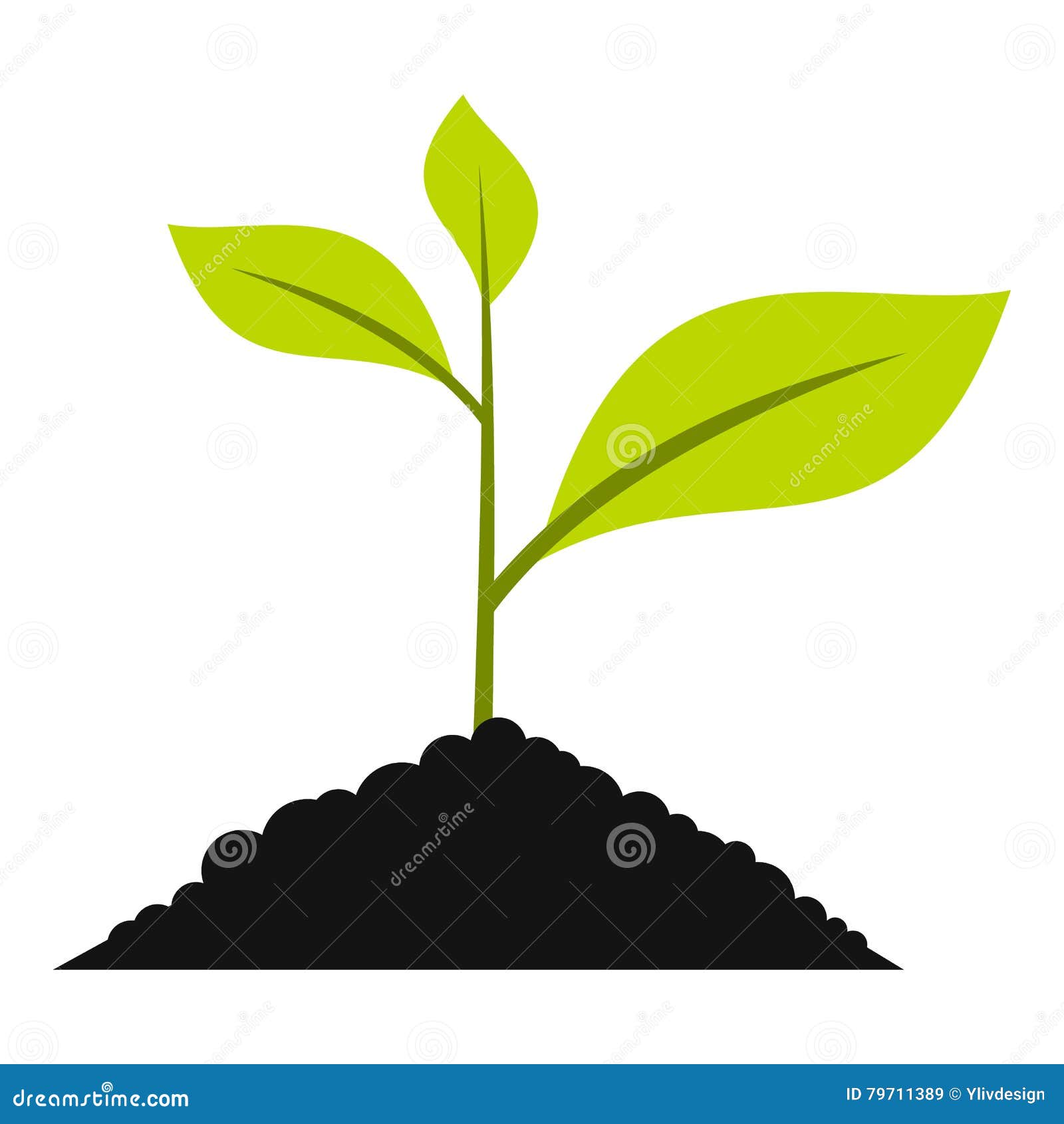 Green Sprout Icon, Flat Style Stock Vector - Illustration of grass ...